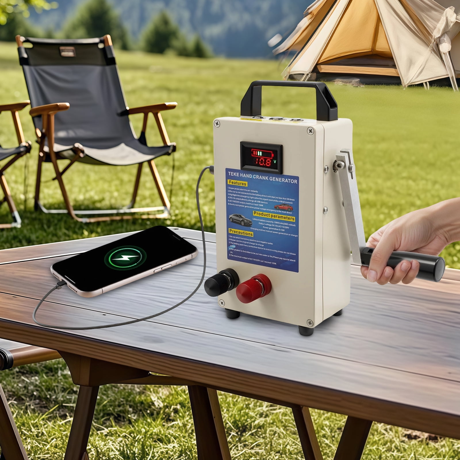 Peakora Hand Crank Generator 15W High Power Manual Crank Generator ...