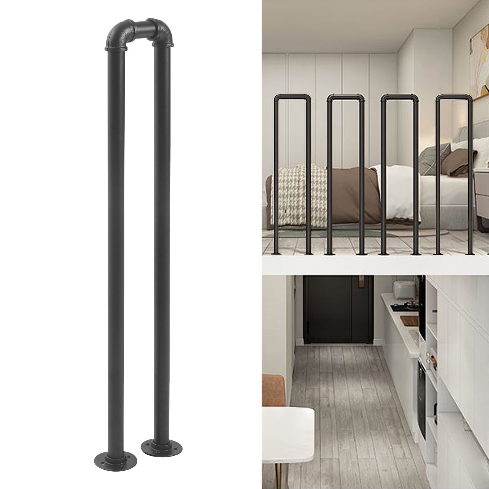 Peakora Heavy-Duty Handrail for Stairs, Industrial Pipe Design with ...