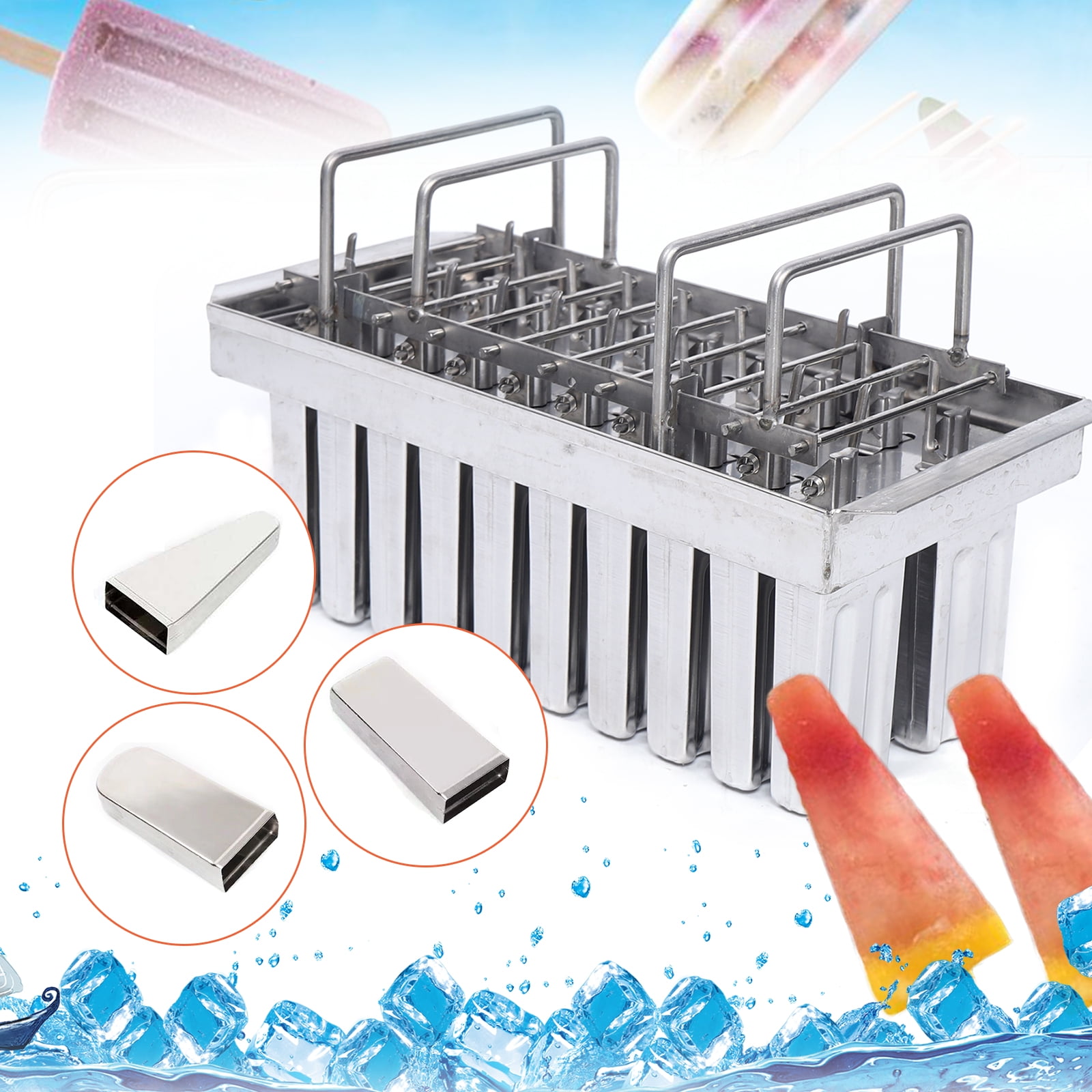 Peakora High-Quality Stainless Steel Ice Pop Mold with 30 Compartments for Making Multiple ...