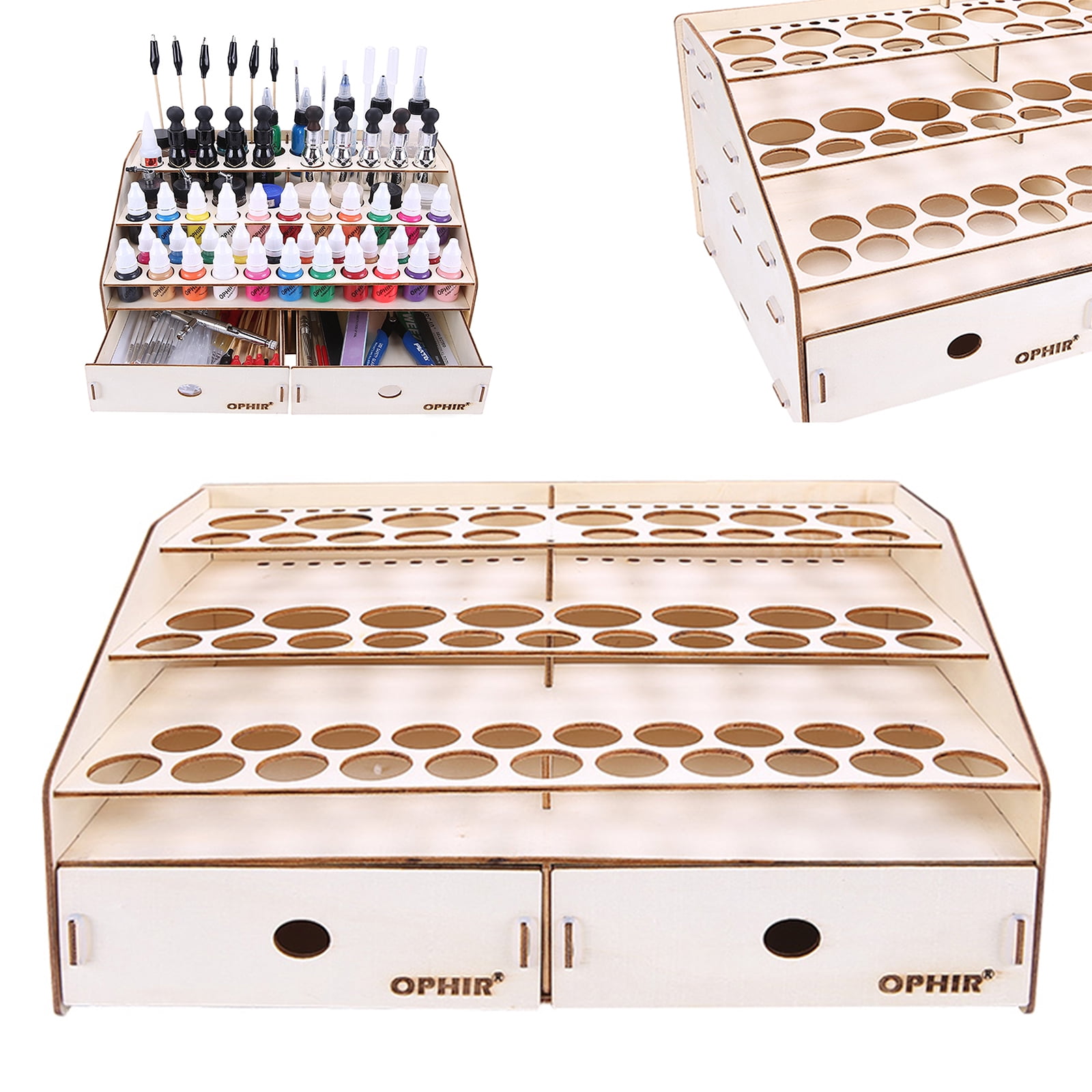 Peakora High-Quality Wooden Paint Rack, Stable and Compact Storage for ...