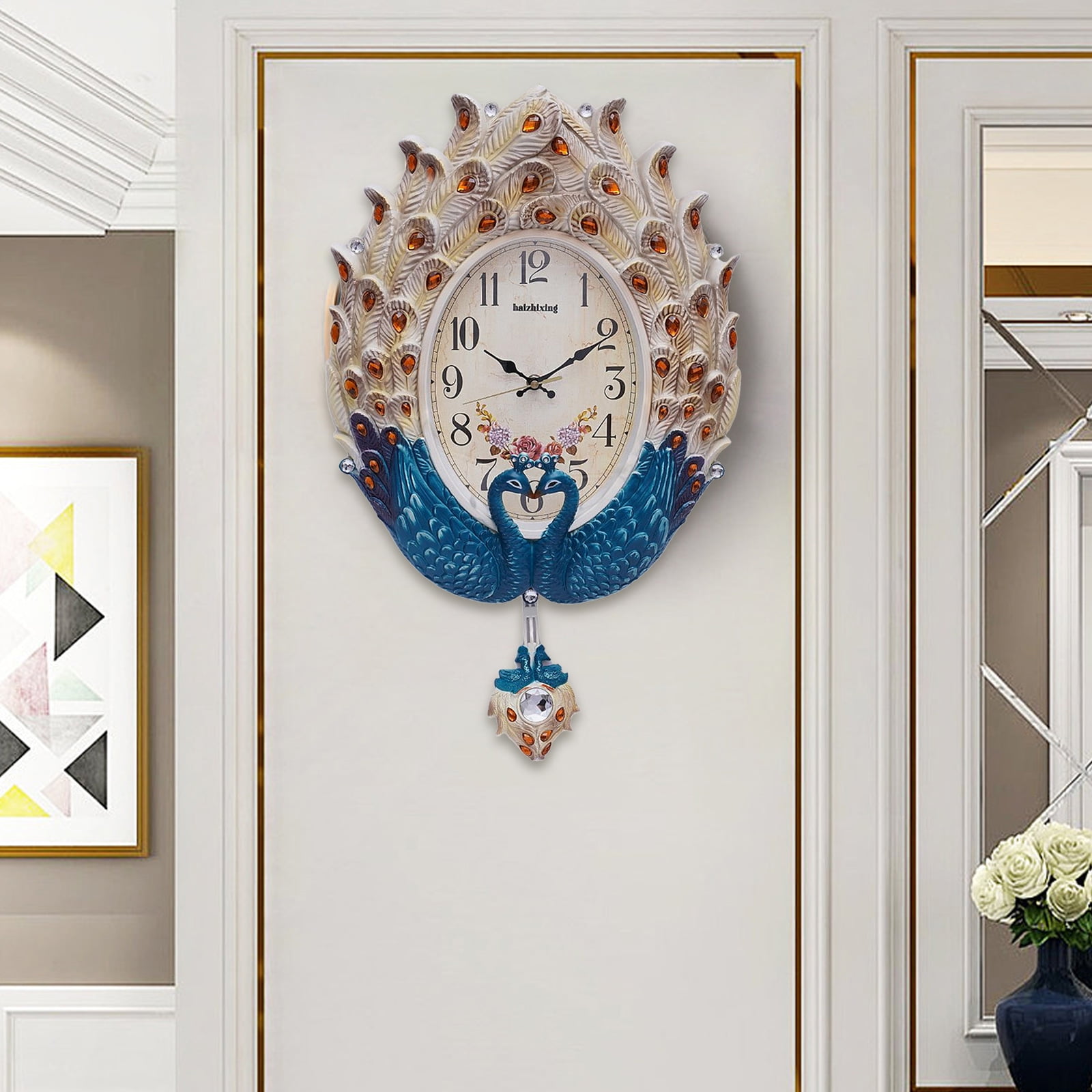 Peakora Luxurious Wall-Mounted Pendulum Clock with Bright Colors ...