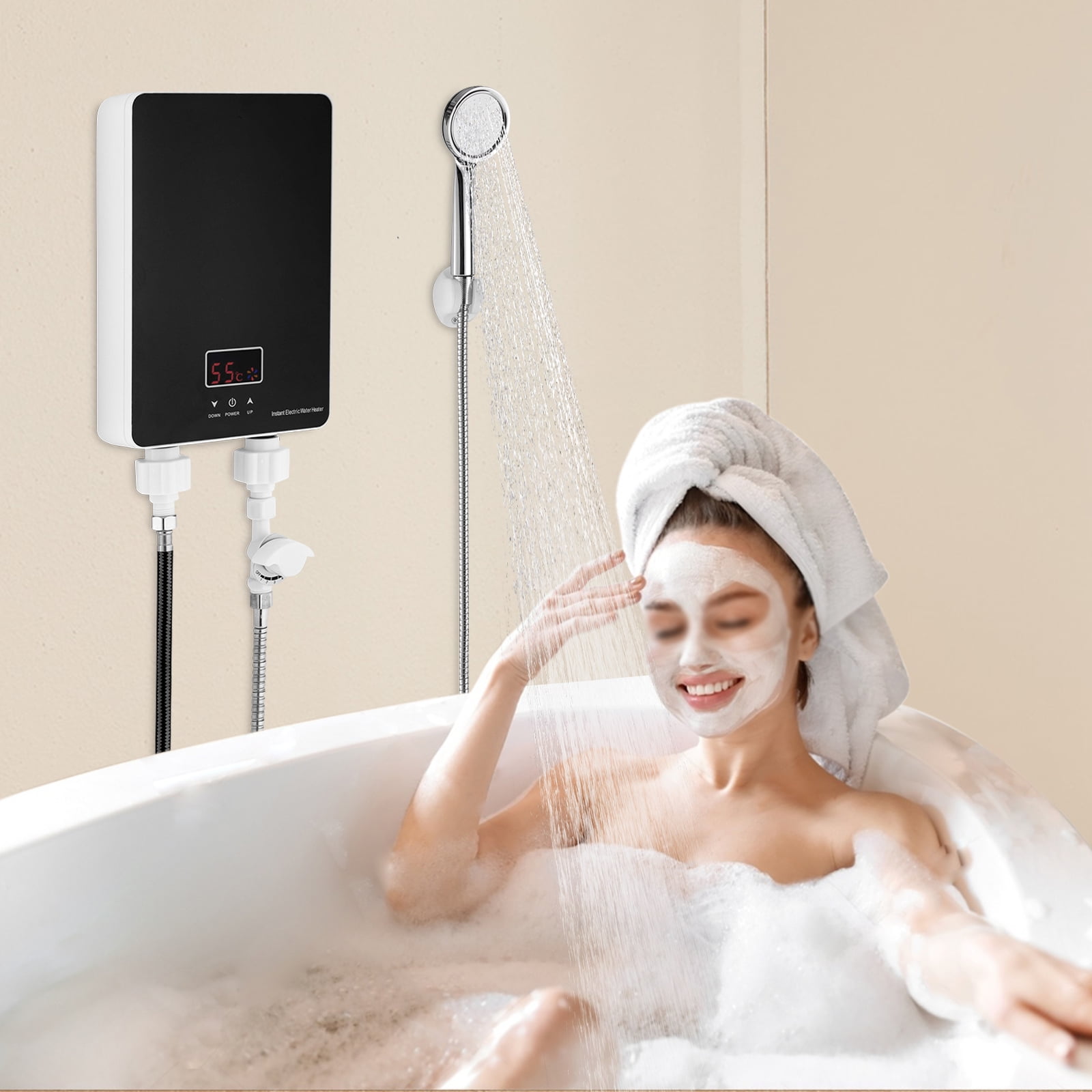 Peakora Mini Kitchen Instantaneous Water Heater 6000W Shower Tankless ...