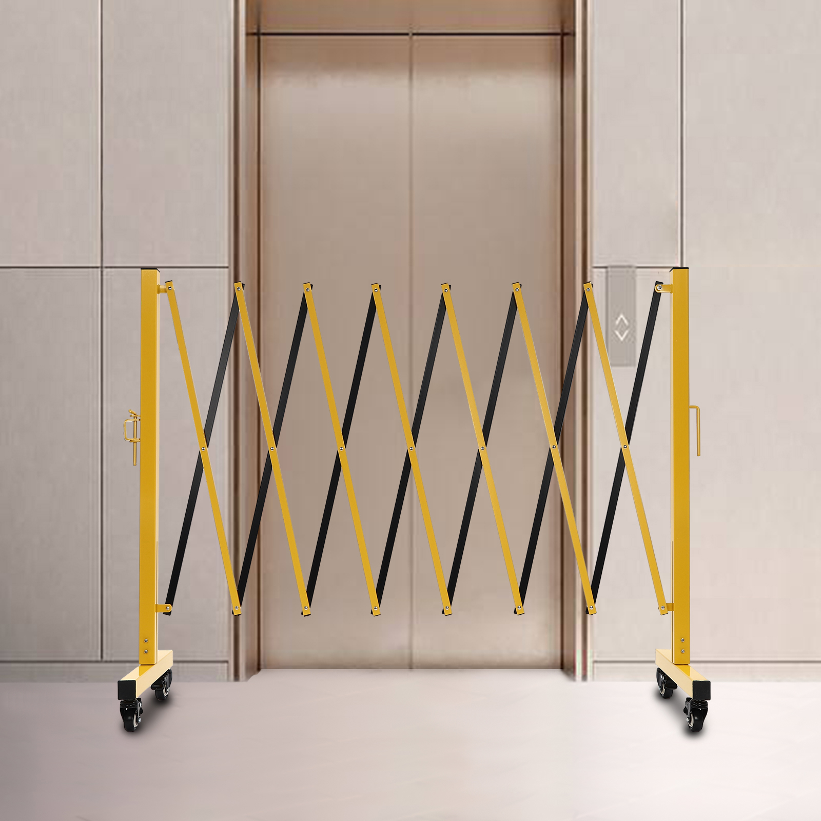 Peakora Mobile Barrier Gate with Brakes Wheel Yellow&Black Aluminum ...