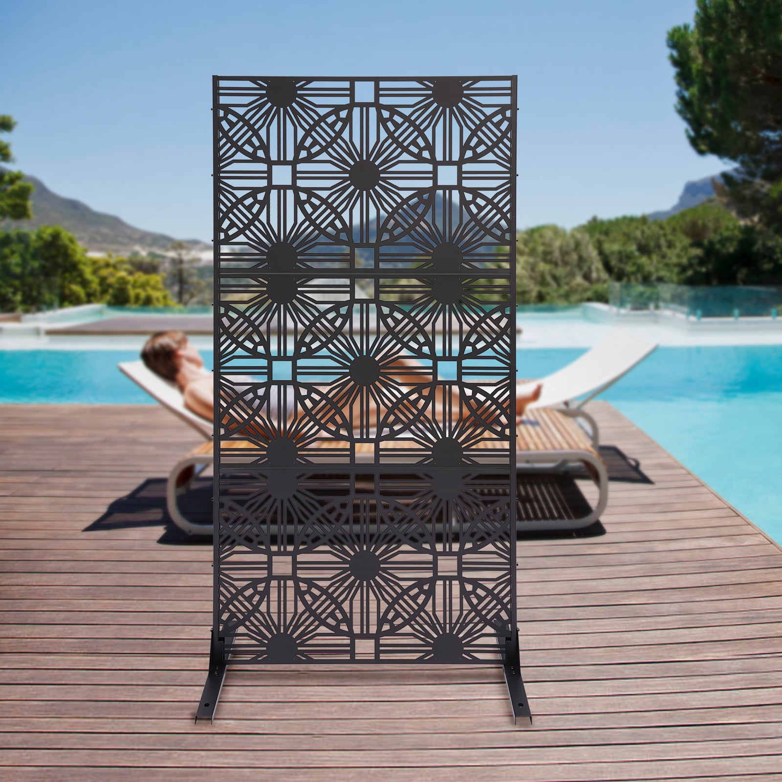 Peakora Multi-functional Patio Privacy Screen, Galvanized Steel ...