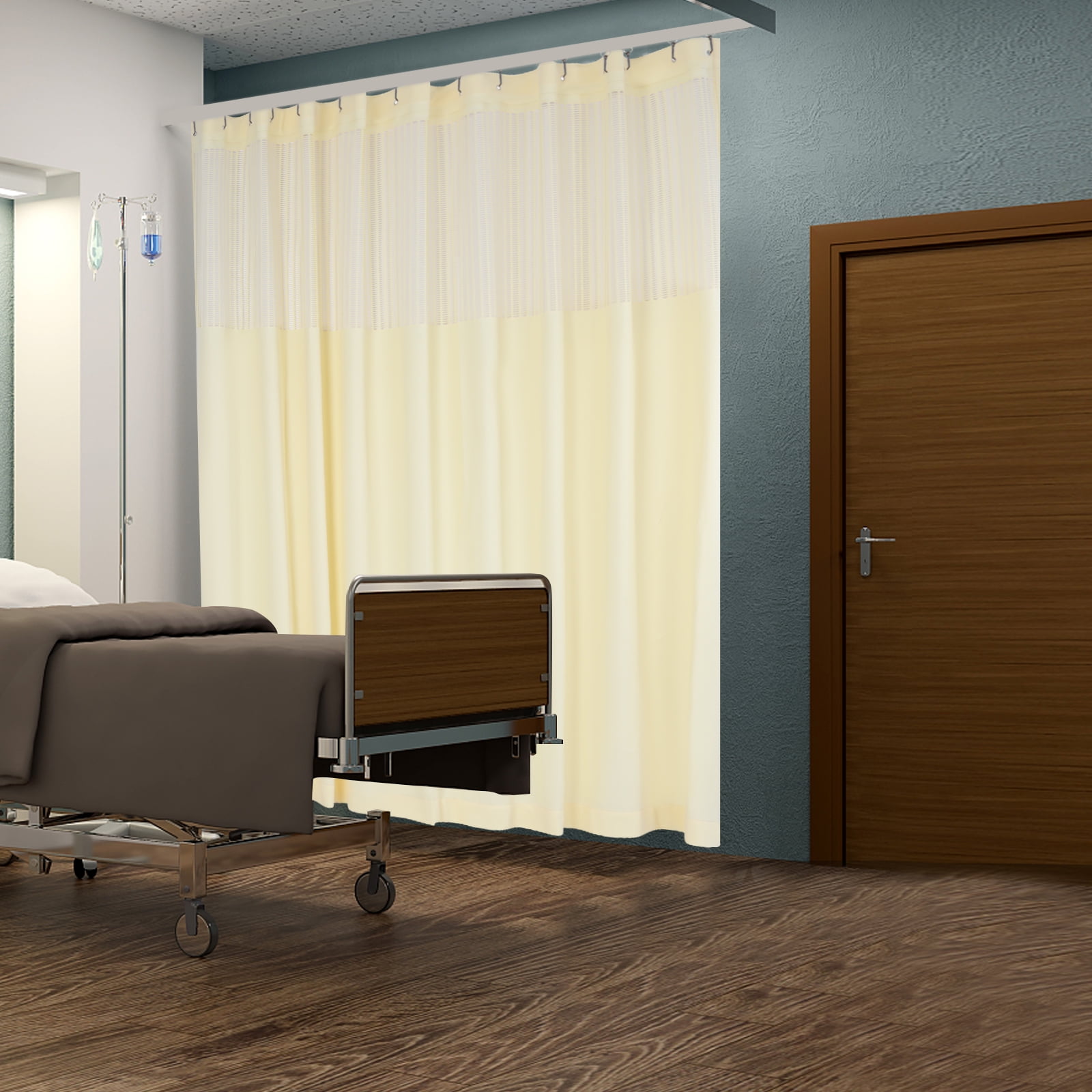 Peakora Polyester Cubicle Curtain with Mesh Top for Air Circulation ...