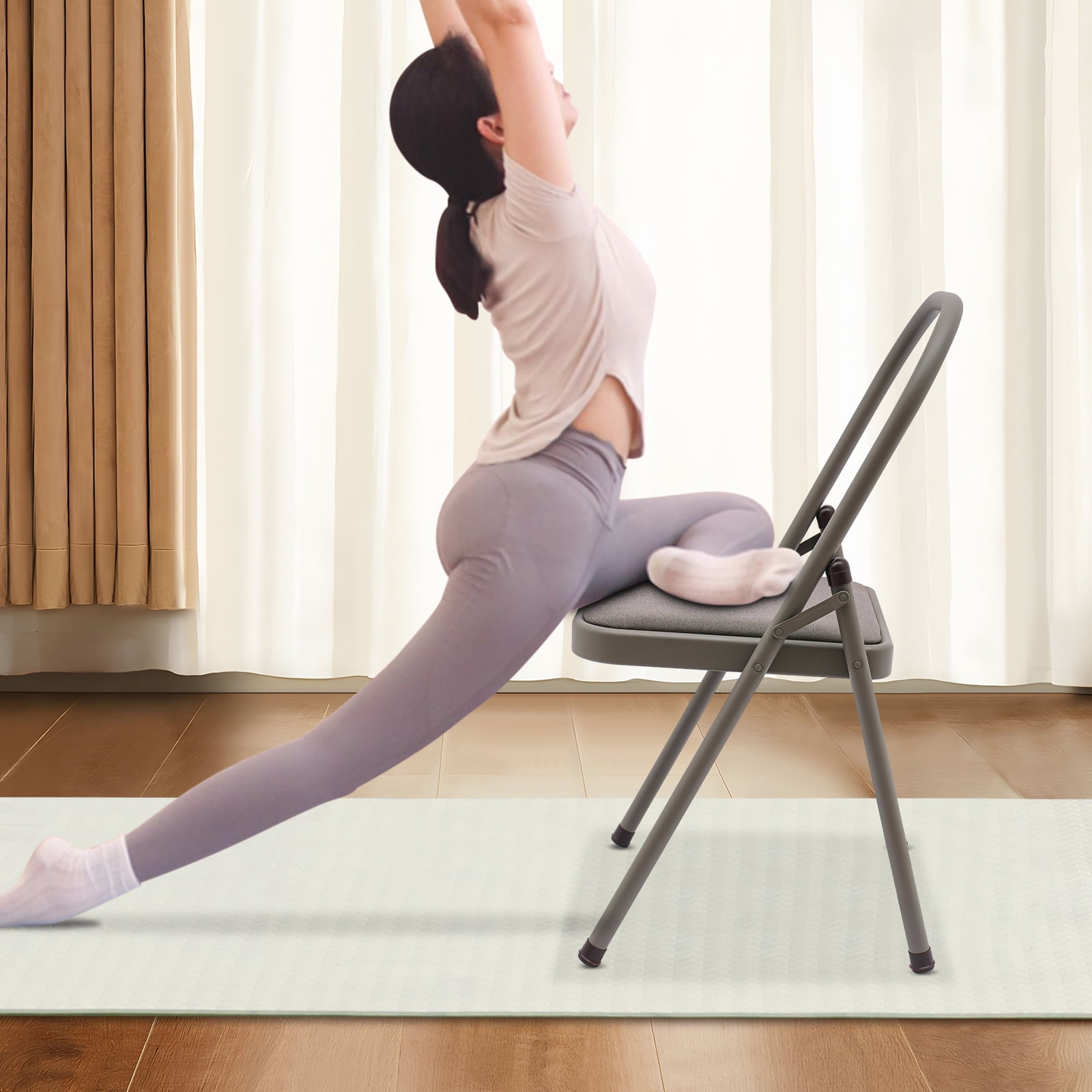 Peakora Premium Yoga Chair with Anti-Slip Foot Pads, Adjustable Lumbar ...