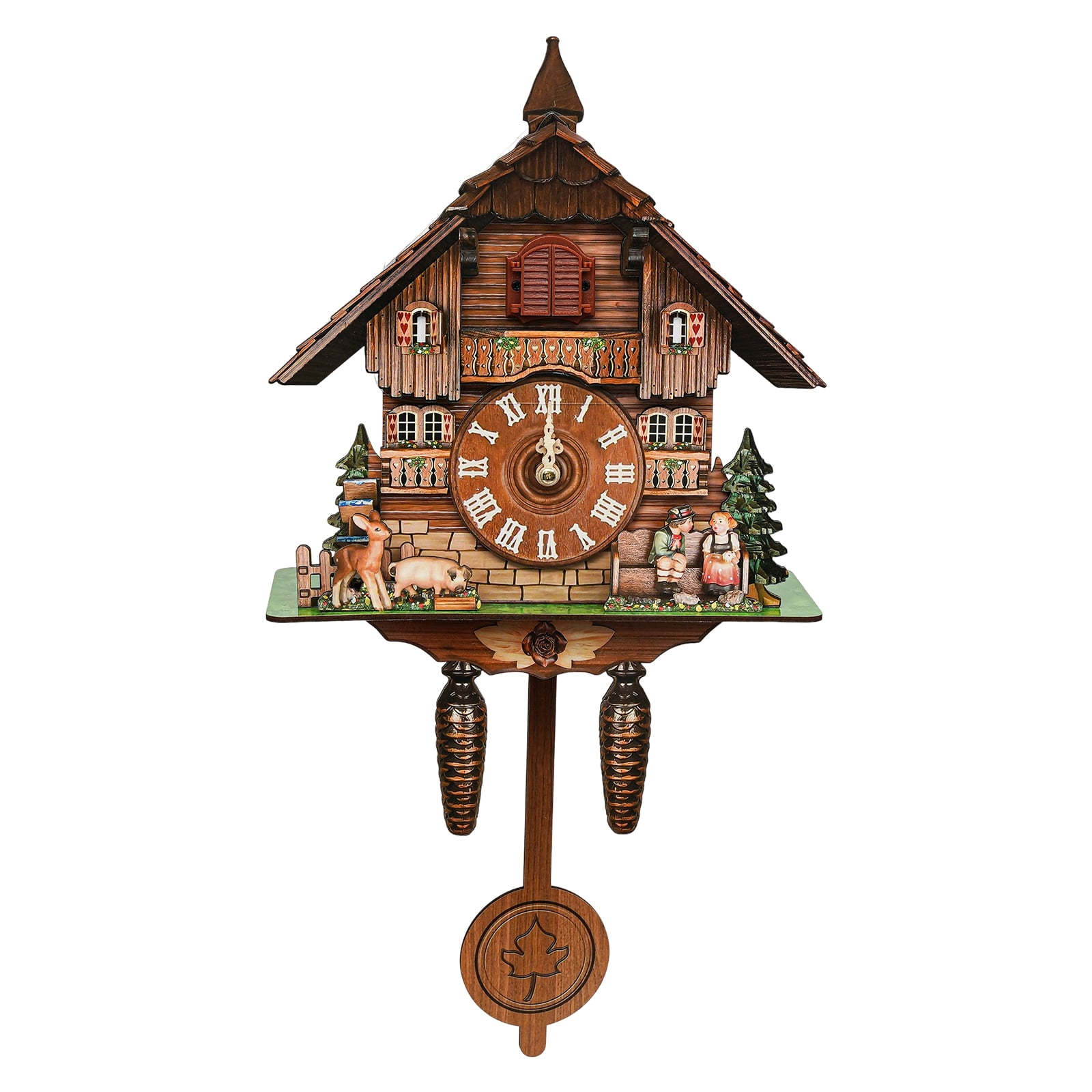 Peakora Retro Cuckoo Wall Clock Antique Wood Cuckoo Birdhouse Clock ...