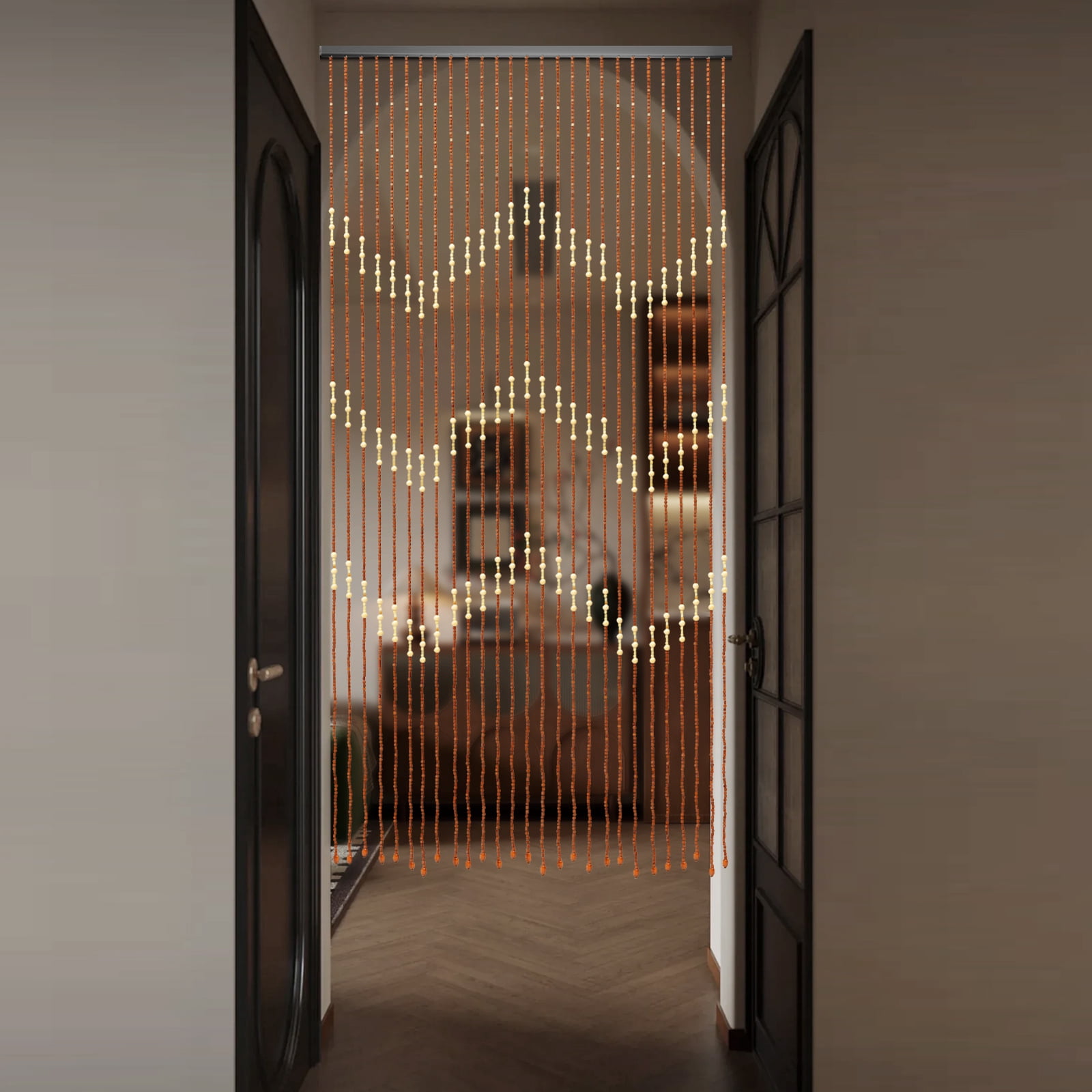 Peakora Retro Style Wooden Bead Curtain 35.4*68.9in Bamboo and Wooden ...
