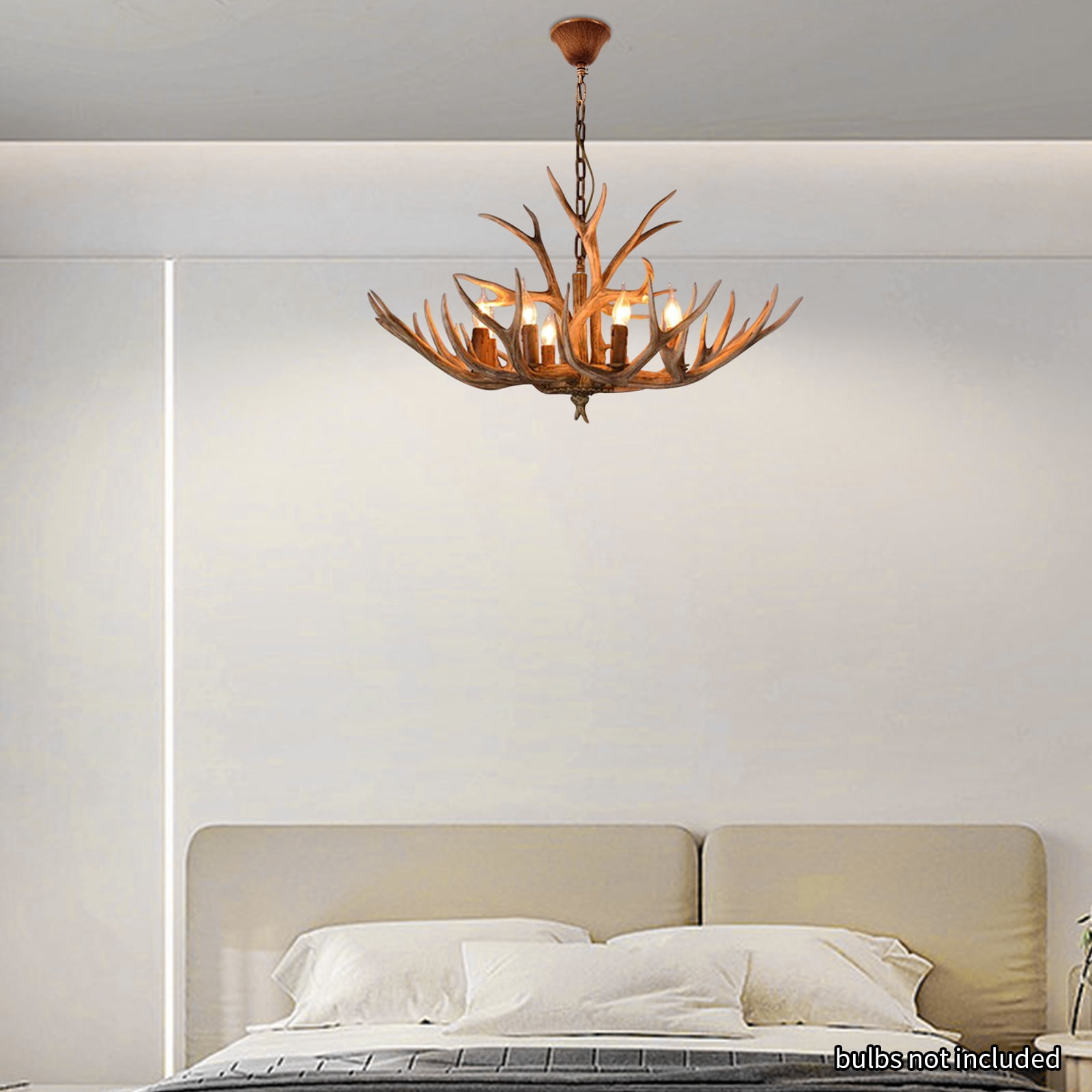 Peakora Rustic Chandelier Pendant Lights with 6 Antlers, Adjustable ...