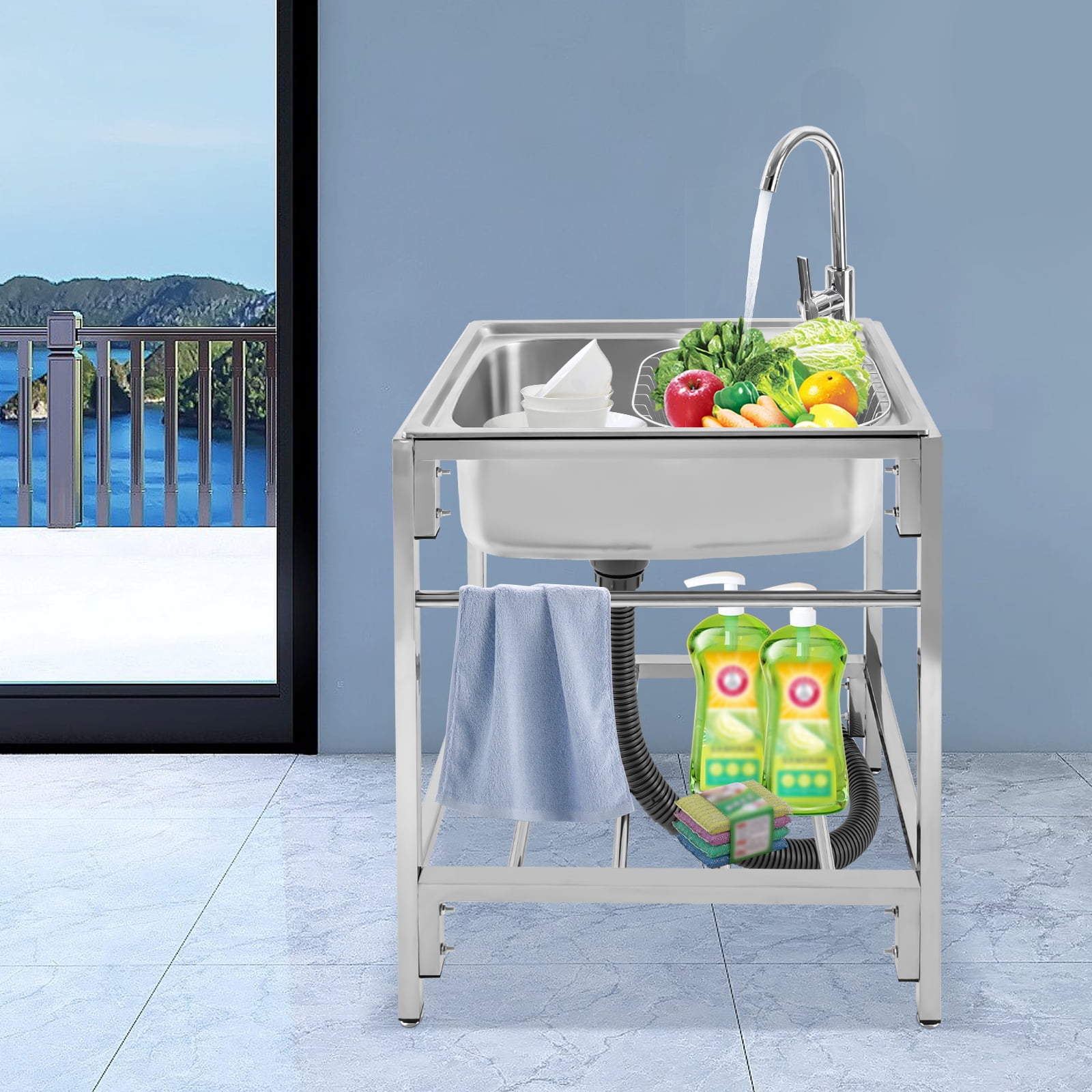 Peakora Spacious Kitchen Sink with Layered Filtration, 360° Rotating ...
