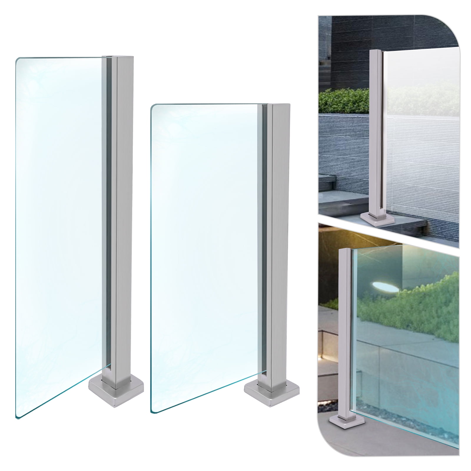 Peakora Stainless Steel Railing with Glass Panel, 35.8-Inch High, 220 ...