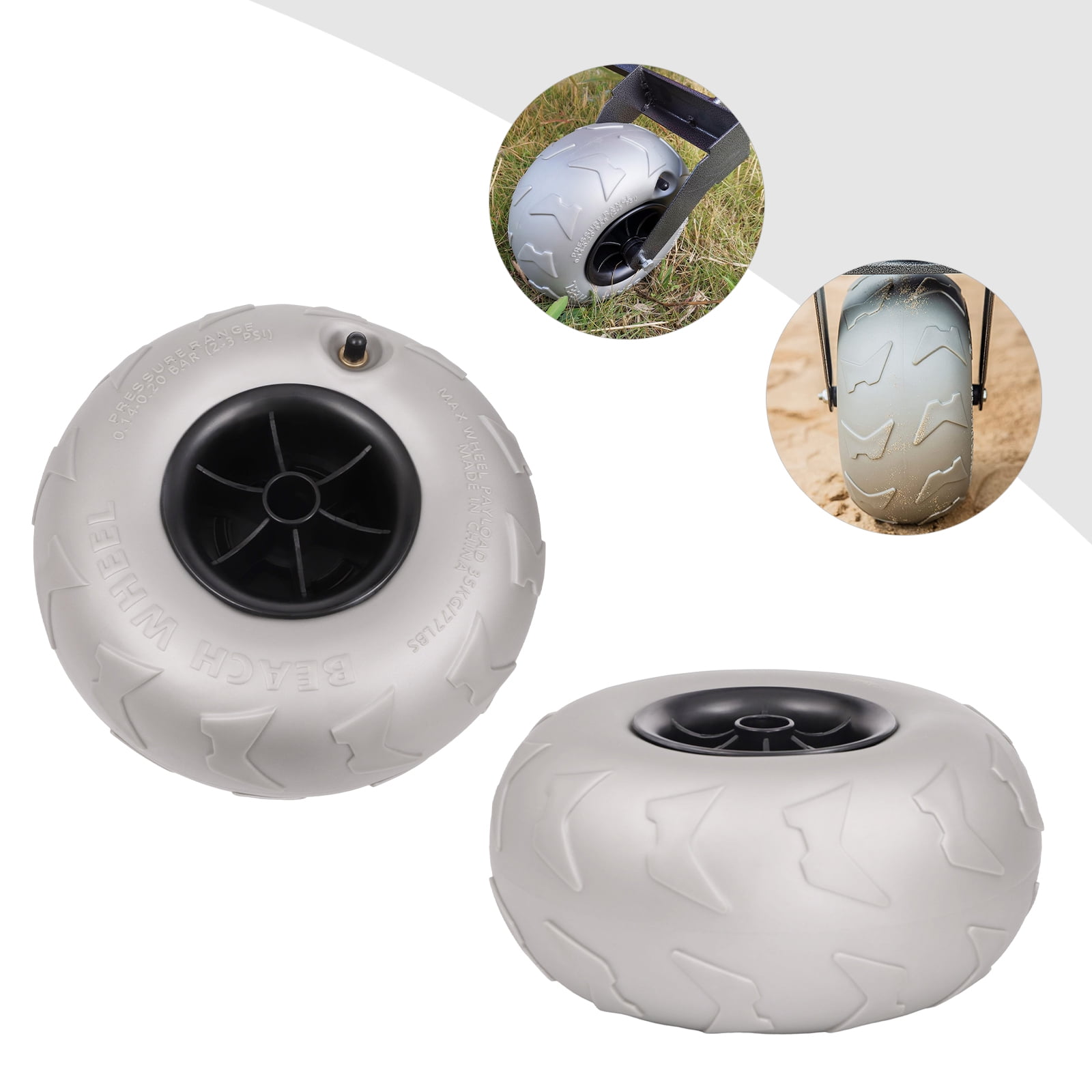 Peakora Sturdy Beach Wheels, 9in Diameter, PVC & Nylon Construction, 88 ...