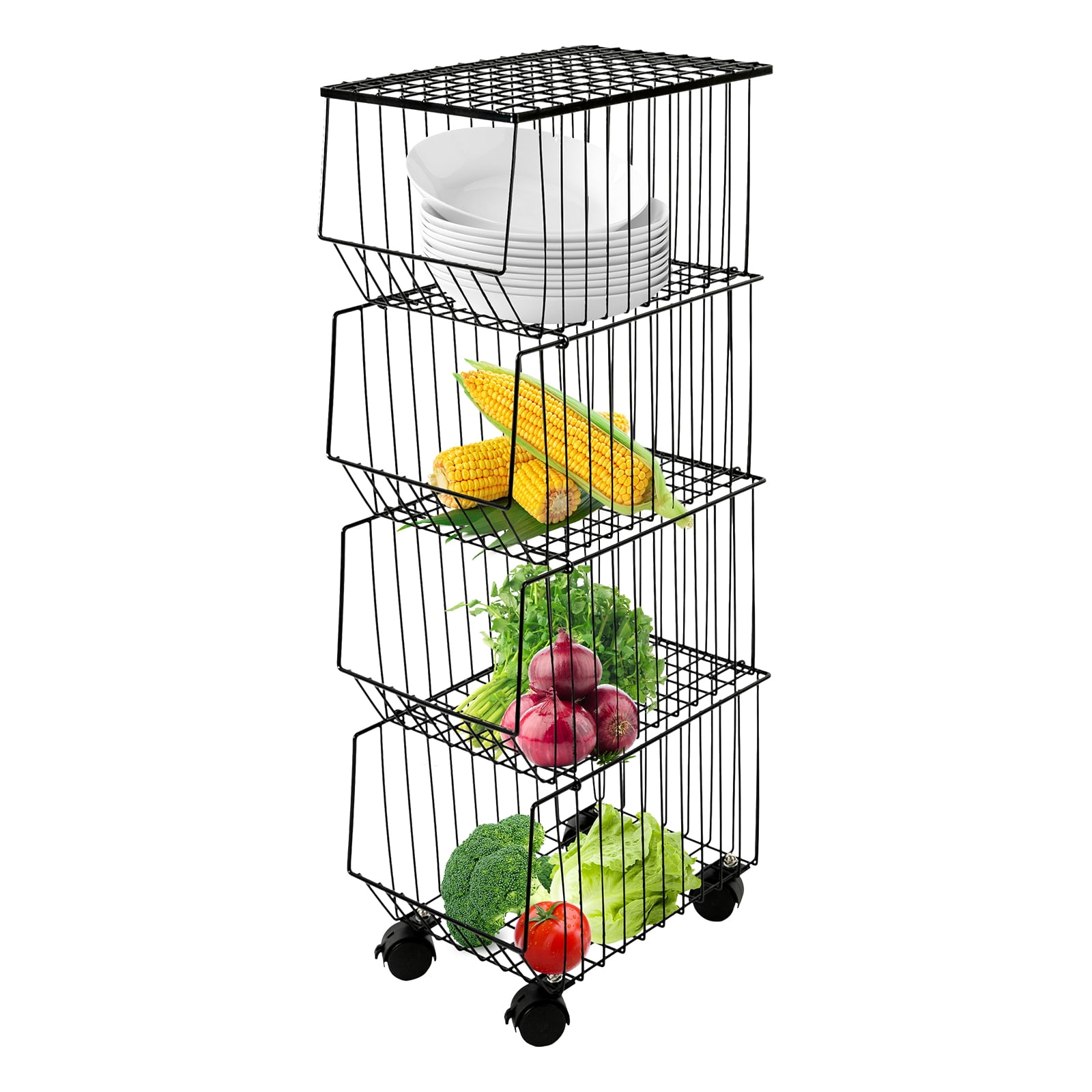 Peakora Vegetable Basket, 4-Tier Storage, Carbon Steel Construction, 44 ...