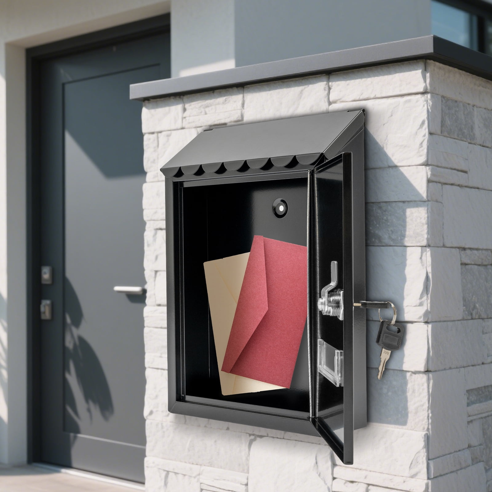 Peakora Wall-Mount Mailbox Drop Galvanized Steel Rust-Proof Mailboxes ...