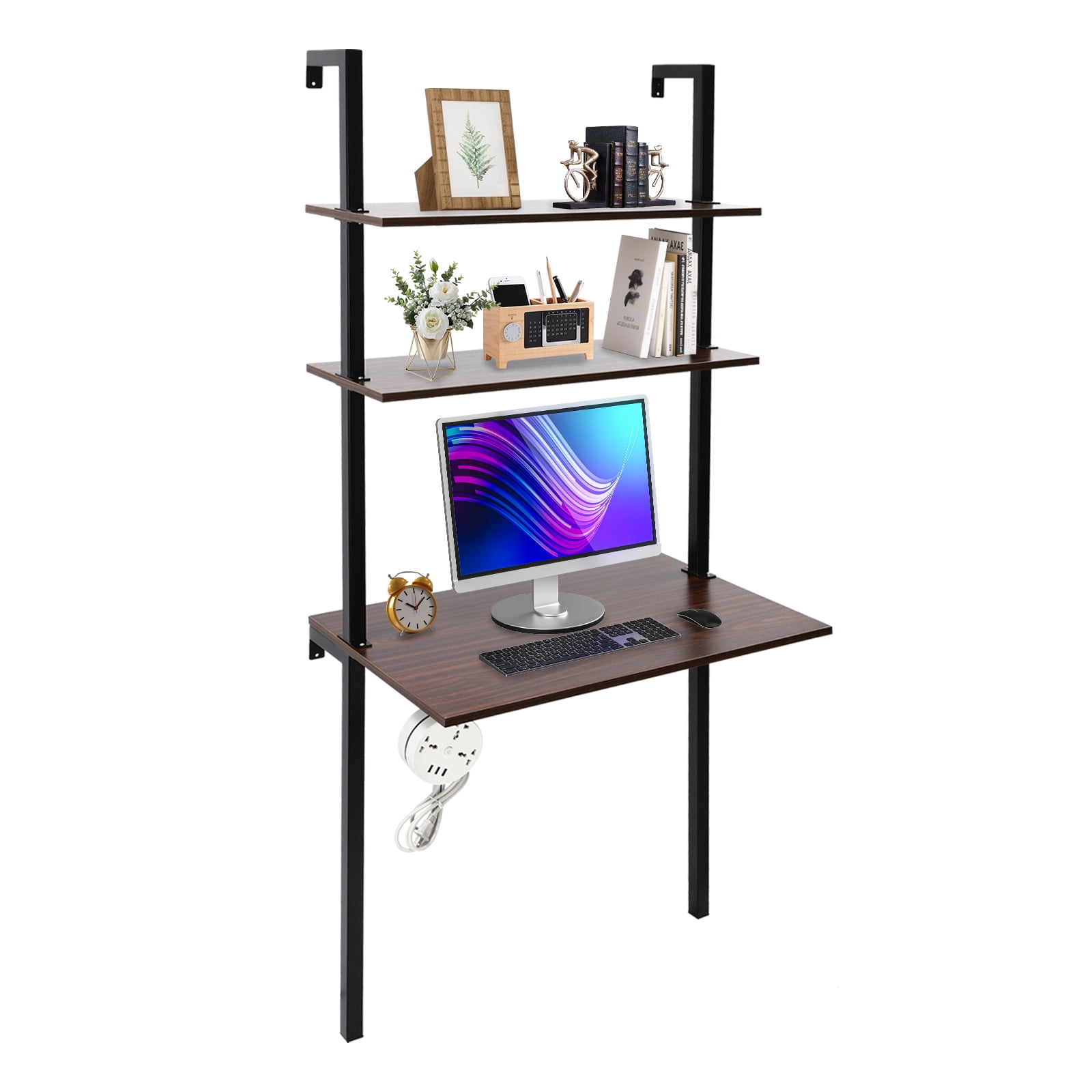 Peakora Wall Mounted Desk Floating Computer Desk, 3-Tier Design with ...