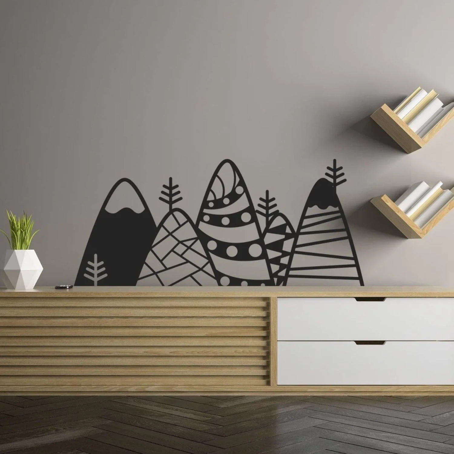 Peaks Wall Sticker, Captivating Mountain Decal, Vinyl Wall Adhesive ...