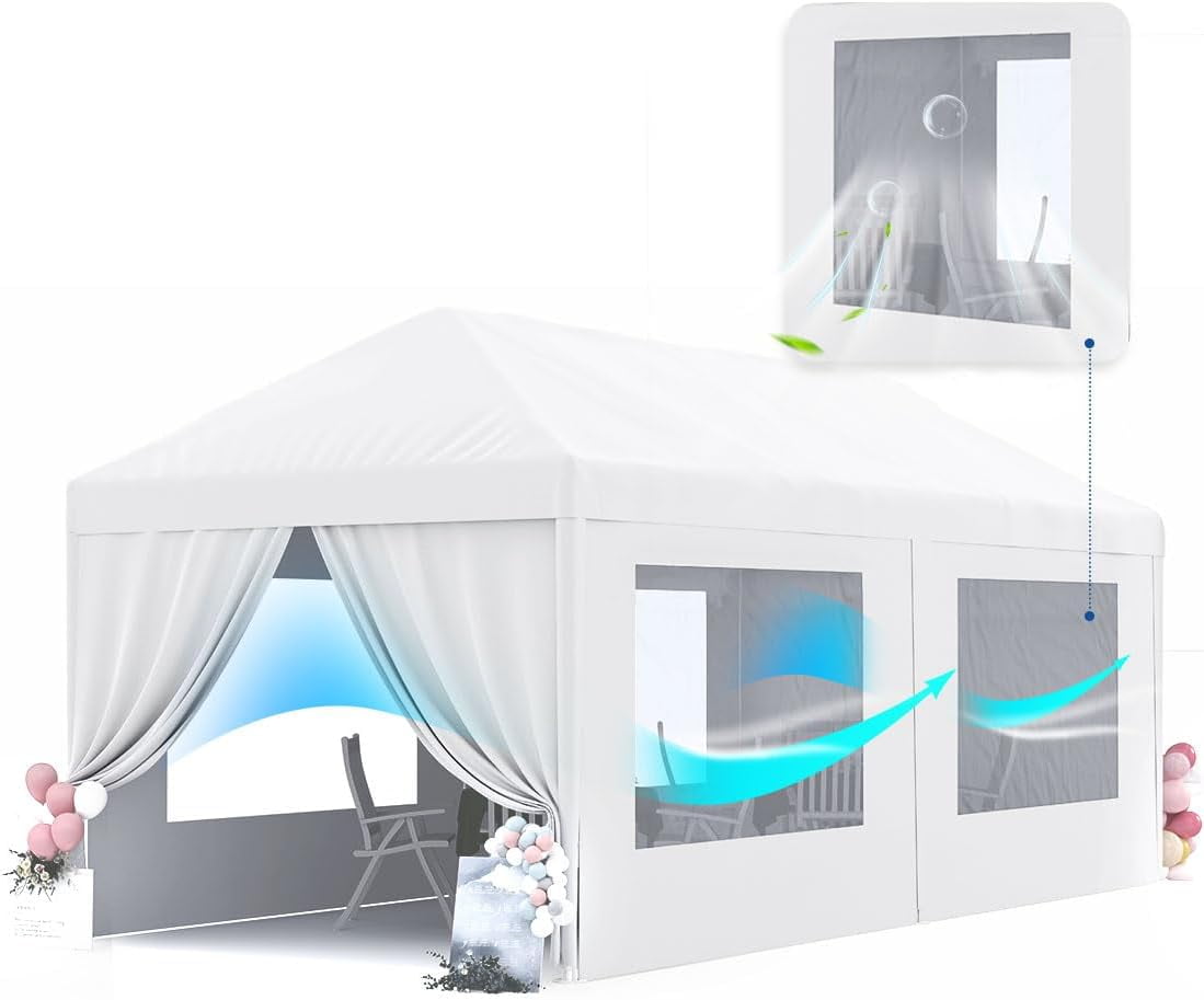 Peaktop Outdoor 10x20ft Heavy Duty Party Tent with Roll-up Ventilated ...