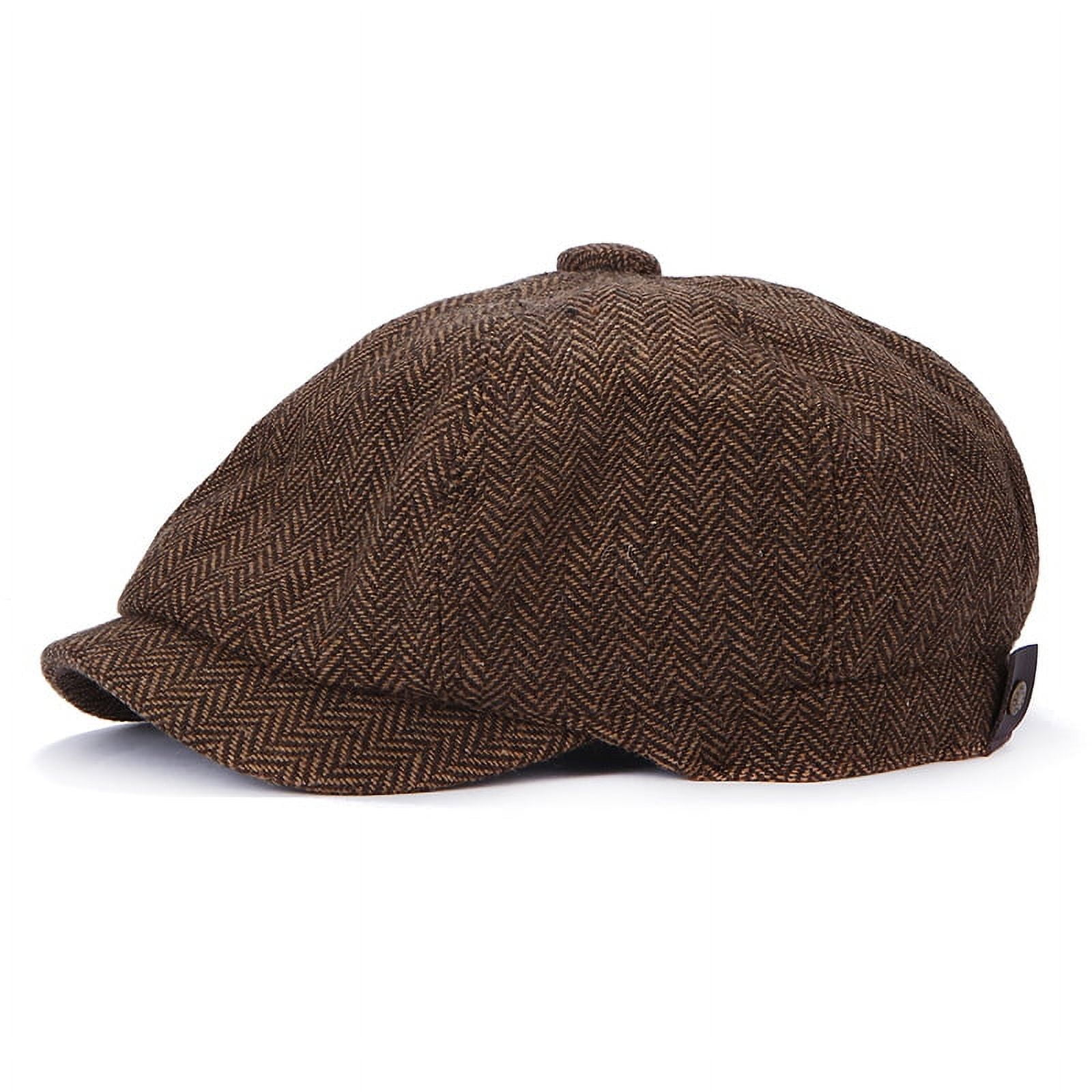 Peaky Blinders Hat Newsboy Flat Cap Herringbone Tweed Wool Baker Boy ...