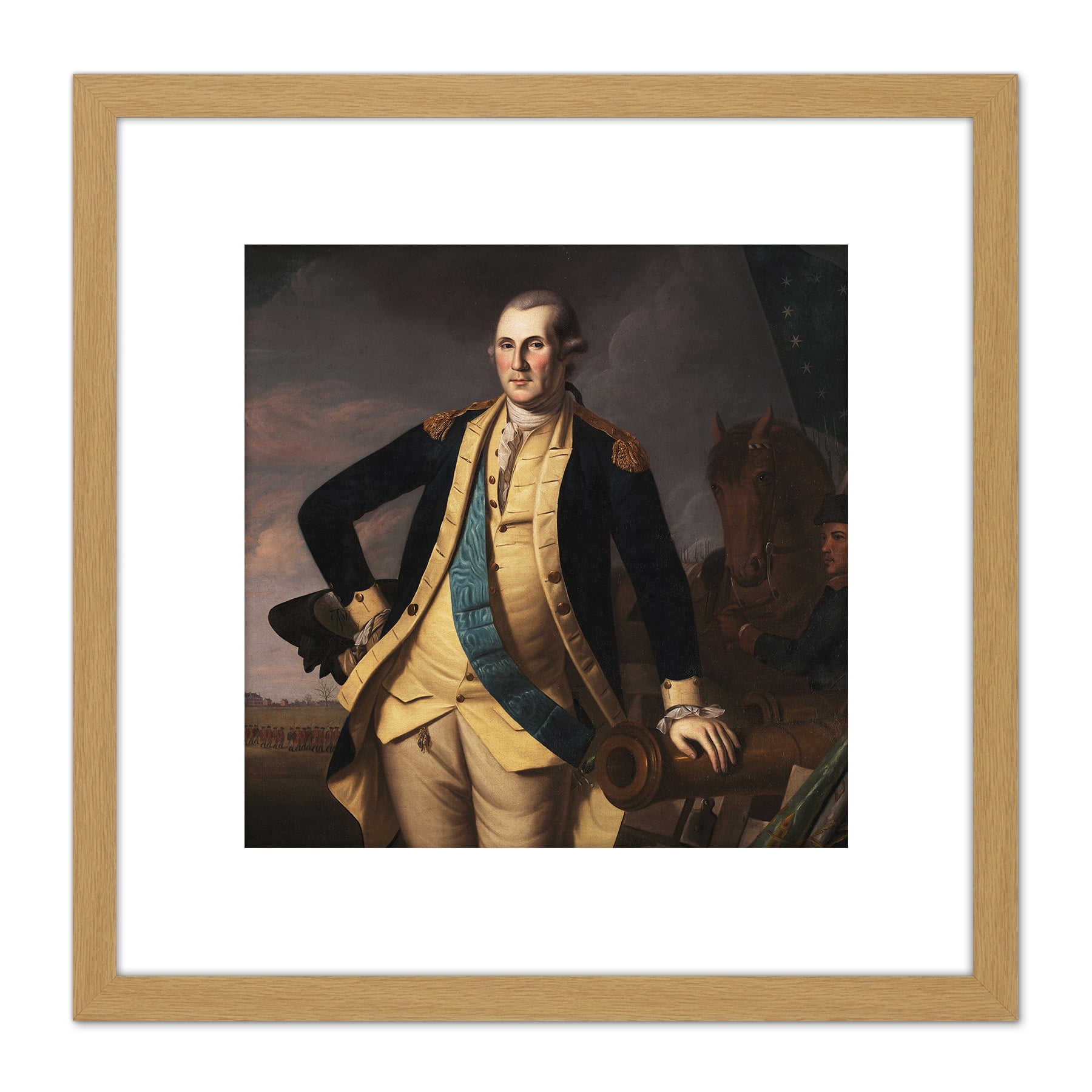 Peale George Washington Battle Princeton 8X8 Inch Square Wooden Framed ...