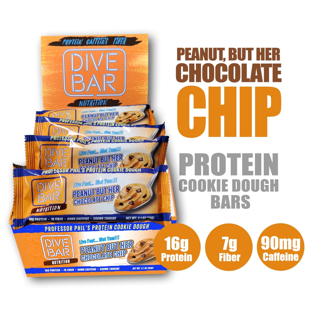 Peanut but Her Chocolate Chip Protein Bar - Dive Bar Nutrition - 6 Pack ...