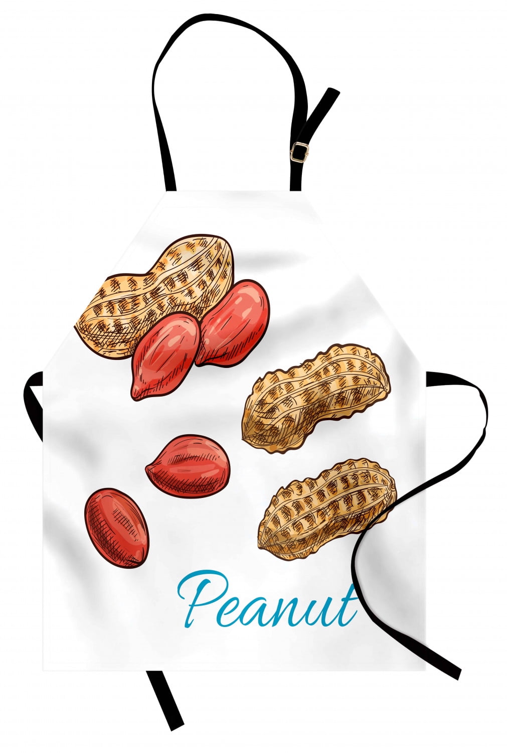 Peanut Butter Apron, Peanut Sketch of Kernel and Fresh Groundnut in Shell, Unisex Kitchen Bib ...