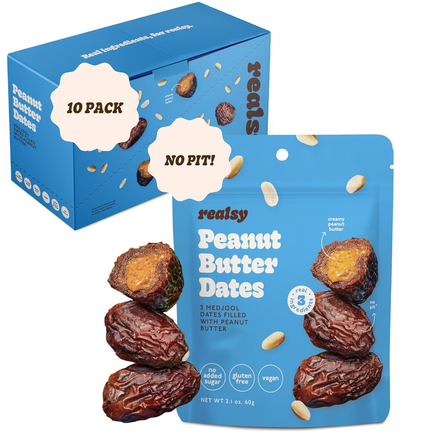 Peanut Butter Filled Medjool Dates, Organic Dates with No Sugar Added ...