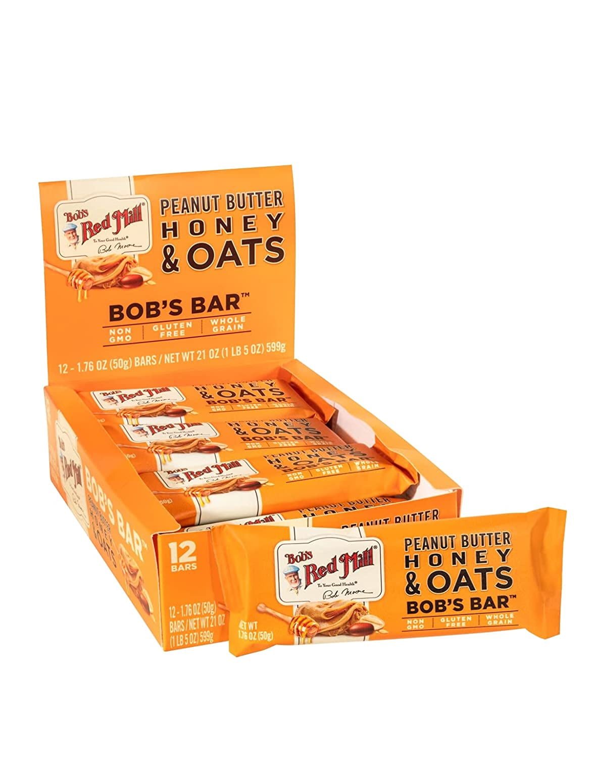 Peanut Butter Honey & Oats Snack Bar – 1.76 Ounce (Pack of 12) - Gluten ...