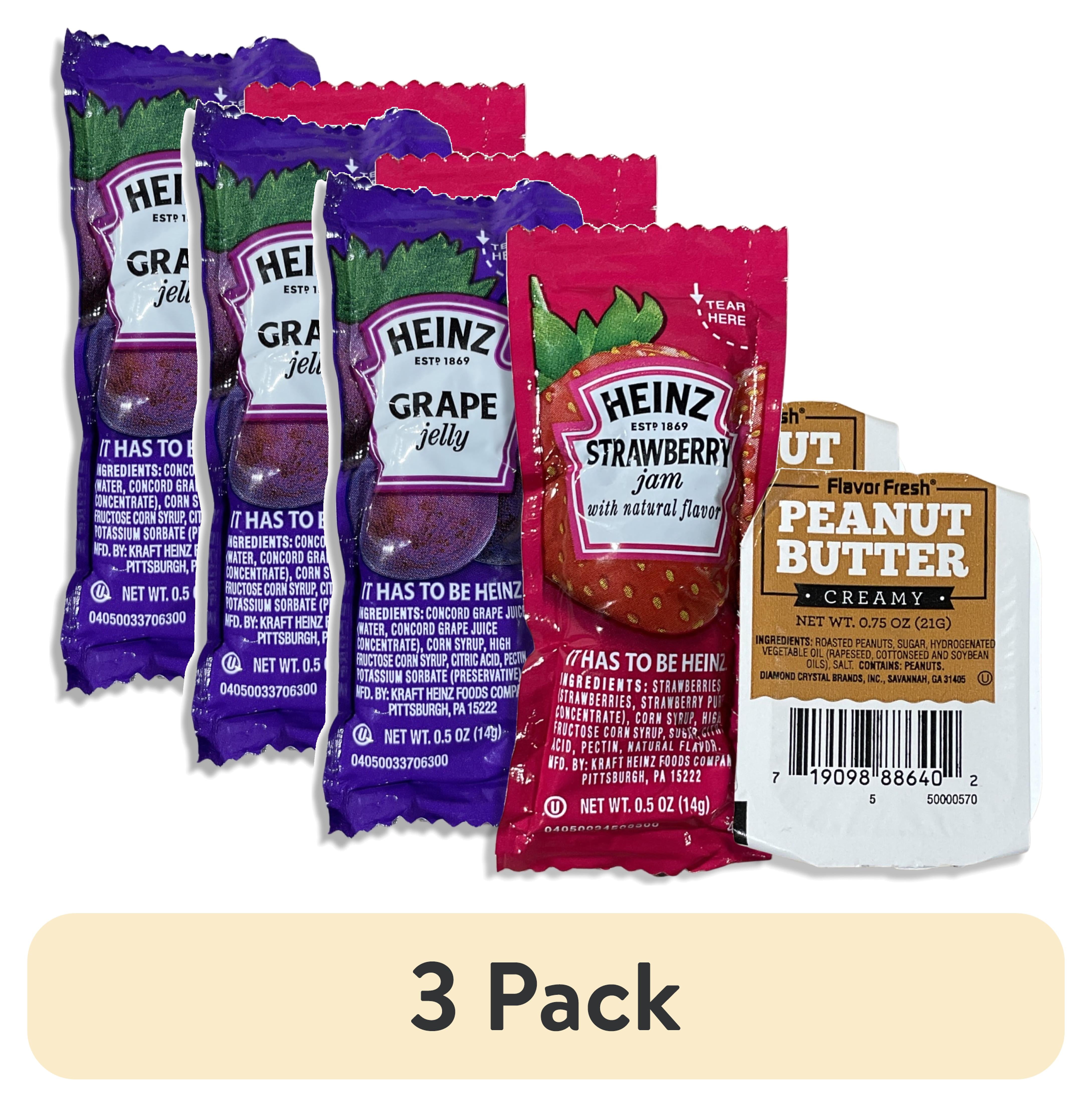 (3 pack) Peanut Butter, Jelly, & Jam Value Pack | 50 Peanut Butter, 25 ...