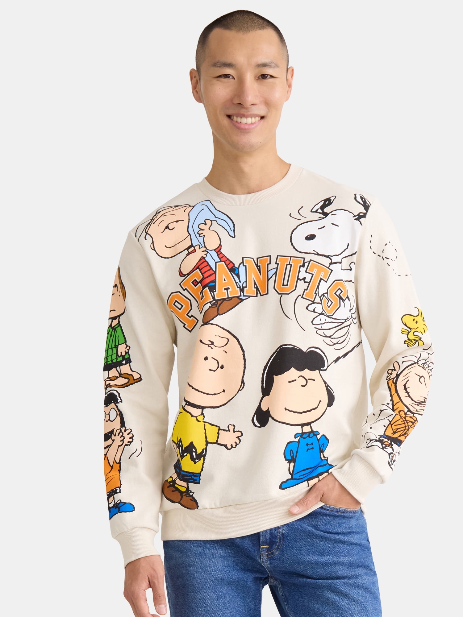 Peanut Group Men's & Big Men's Graphic Crew Neck Sweatshirt with Long Sleeves, Sizes S-3XL ...