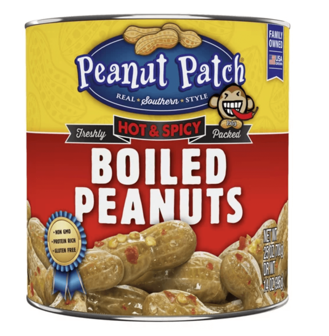 Peanut Patch Hot & Spicy Boiled Canned Peanuts, 25 oz Can (Pack of 2 ...