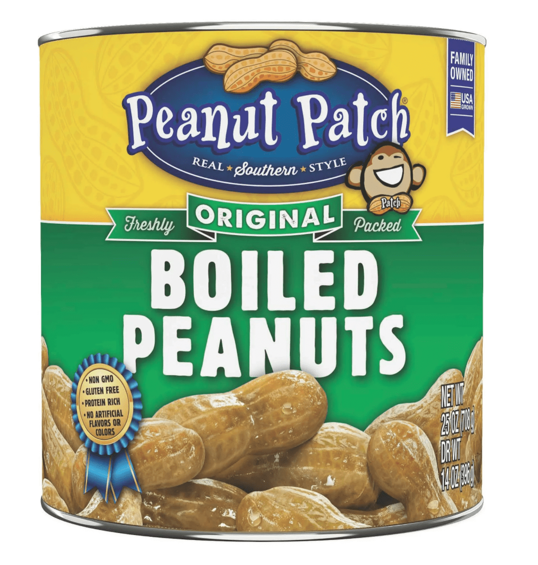 Peanut Patch Original Canned Boiled Peanuts, 25oz Can, Southern Brine ...