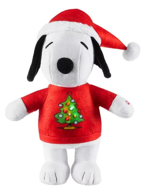 Peanuts 14" Dancing Snoopy in Red Sweater with Christmas Tree, plays ...