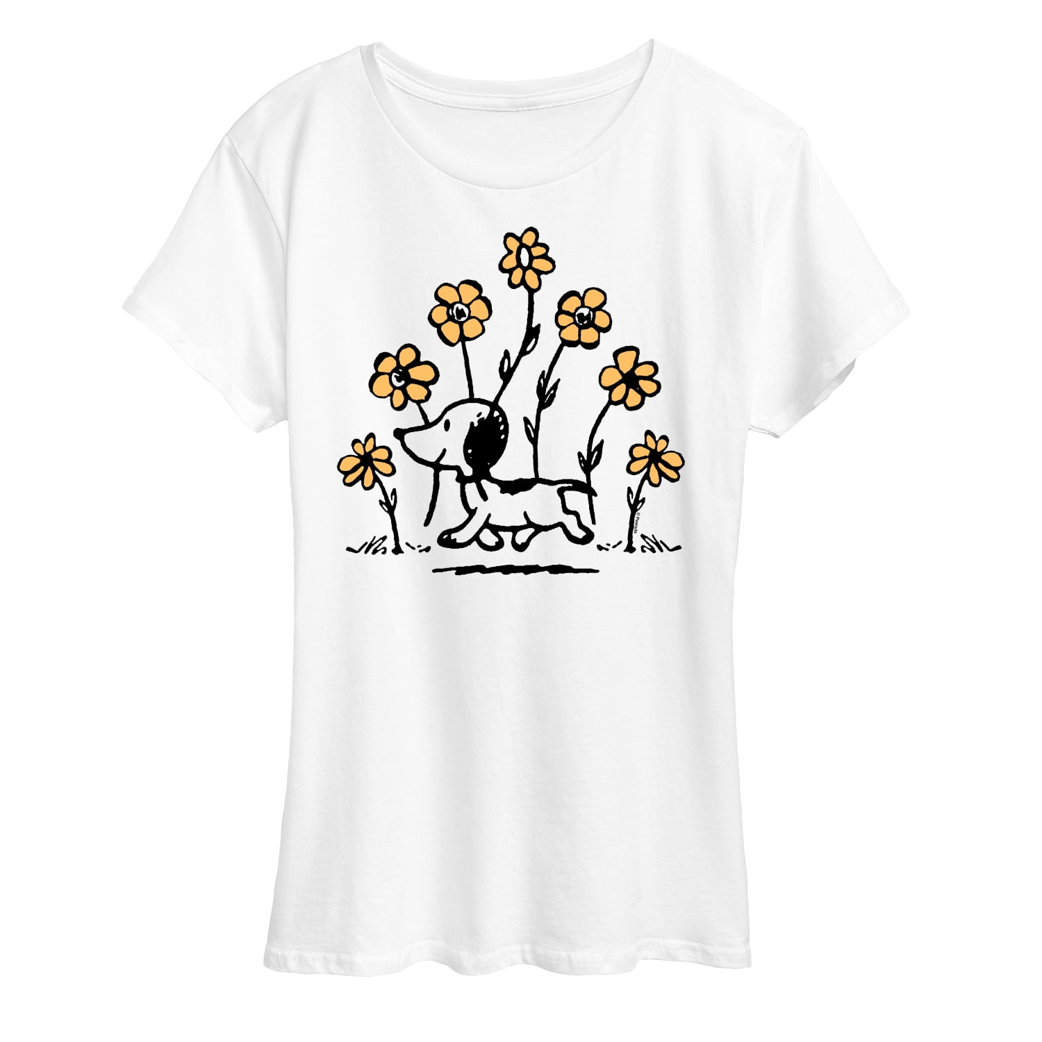 Peanuts - 1950S Snoopy Flowers - Women's Short Sleeve Graphic T-Shirt - Walmart.com