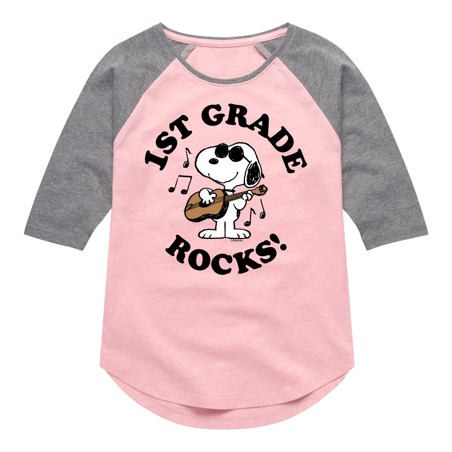 Peanuts - 1st Grade Rocks - Toddler And Youth Girls Raglan Graphic T ...