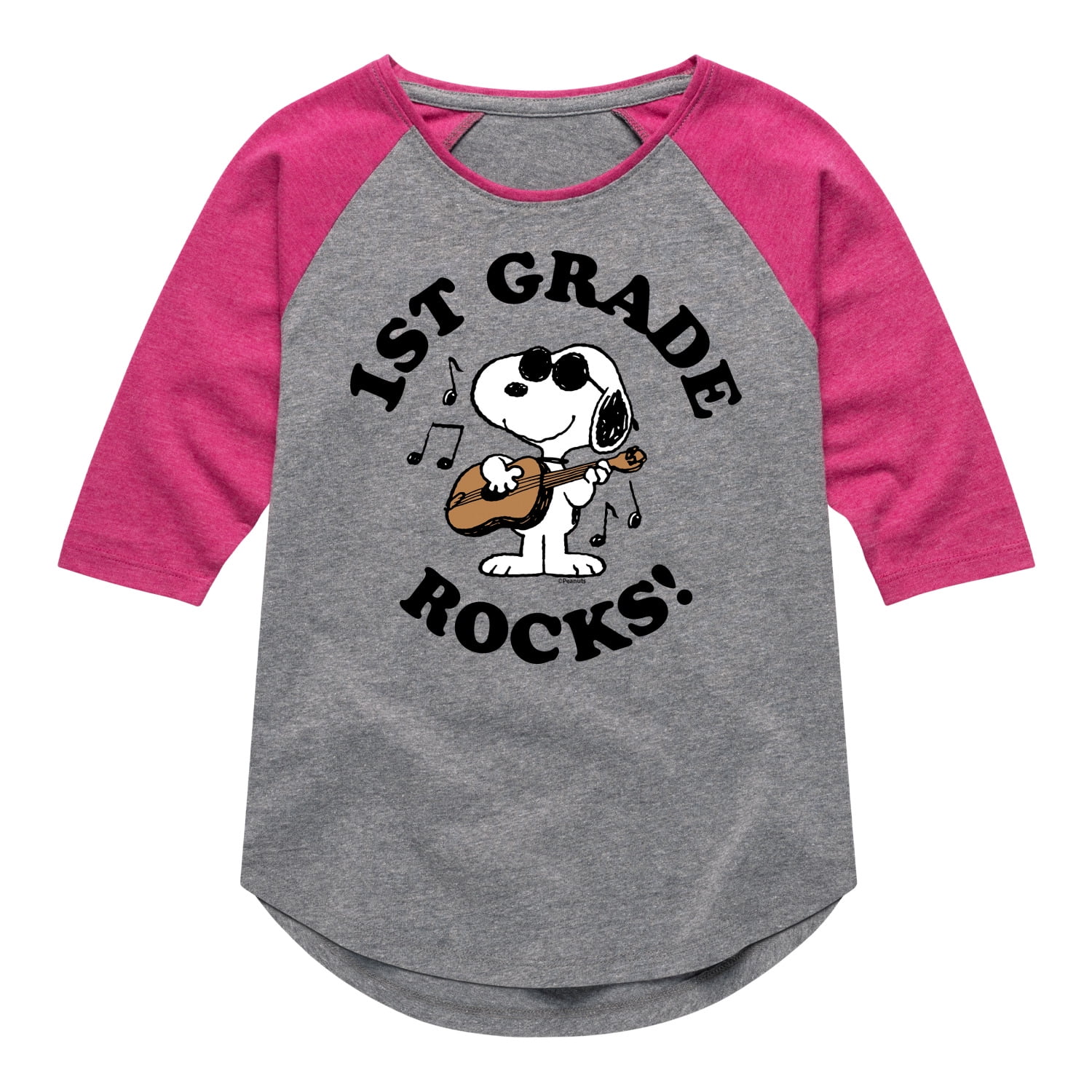 Peanuts - 1st Grade Rocks - Toddler And Youth Girls Raglan Graphic T ...