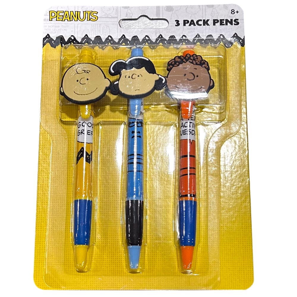 Peanuts 3pk Pens with Rubber Character Clip on Card - Walmart.com