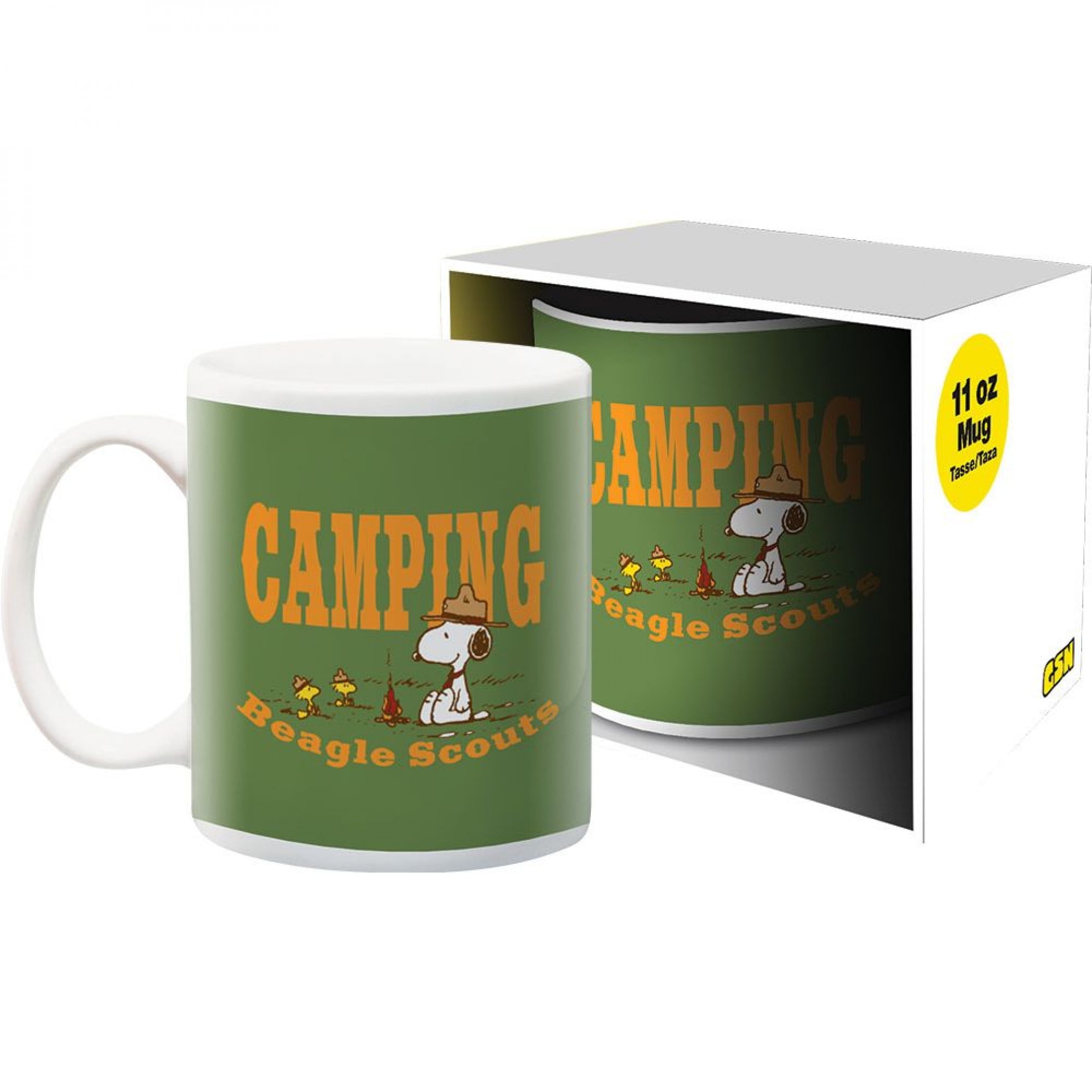 Peanuts 875372 11 oz Peanuts Beagle Scouts Camping Ceramic Mug, White ...