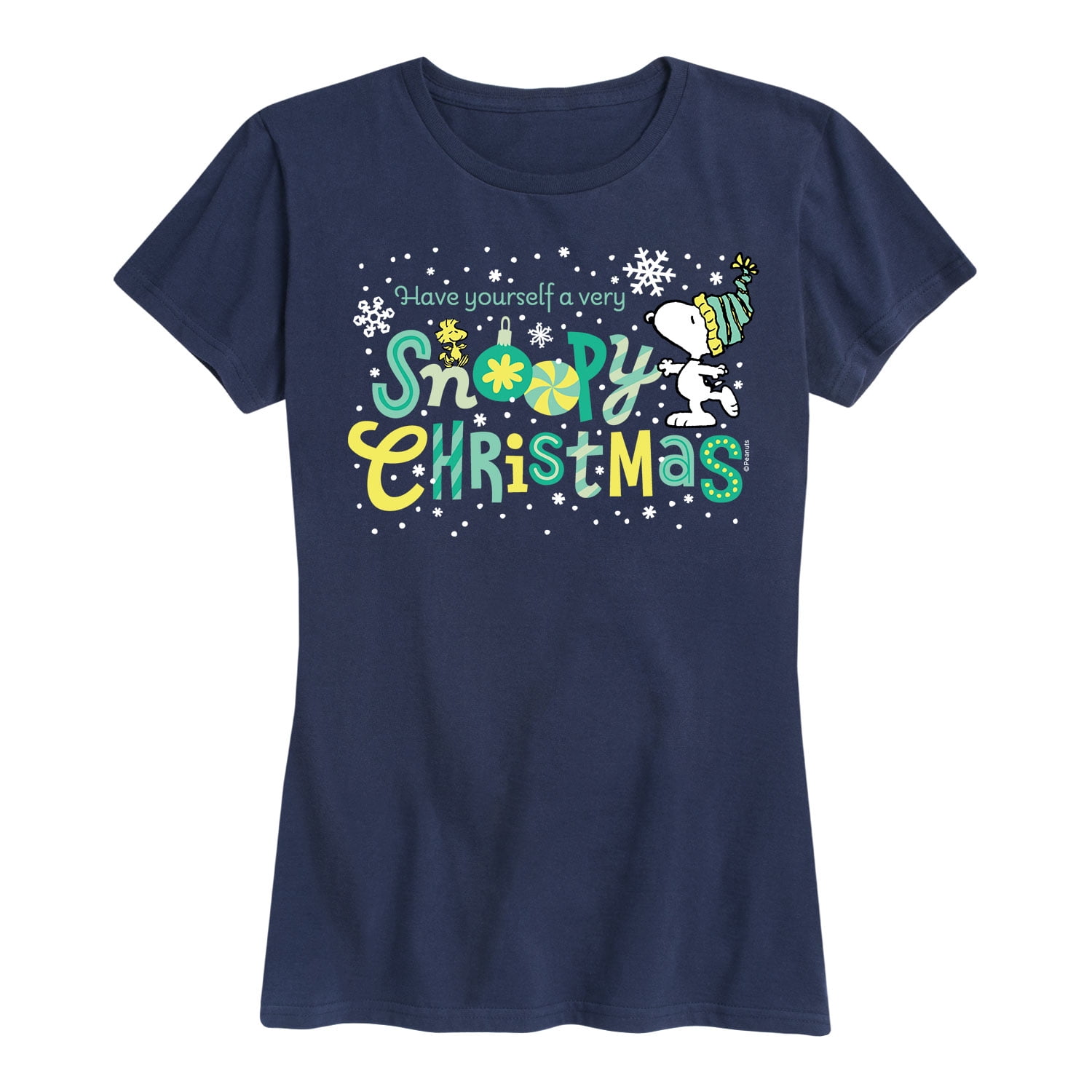 Peanuts Snoopy Christmas Women's Graphic T-Shirt, Short Sleeve, Classic ...