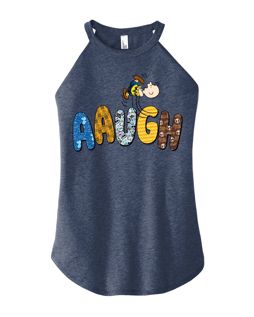 Peanuts - Aaugh Pattern Charlie Brown - Juniors High Neck Tank Top ...