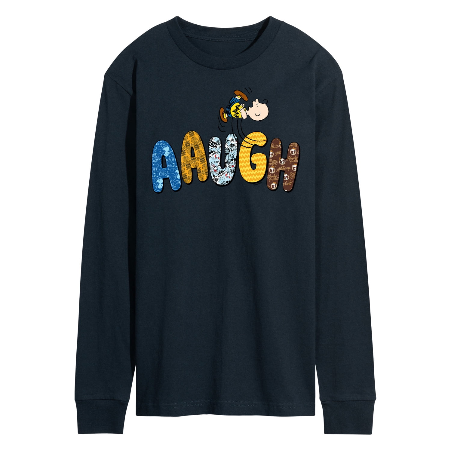 Peanuts - Aaugh Pattern Charlie Brown - Men's Long Sleeve T-Shirt ...