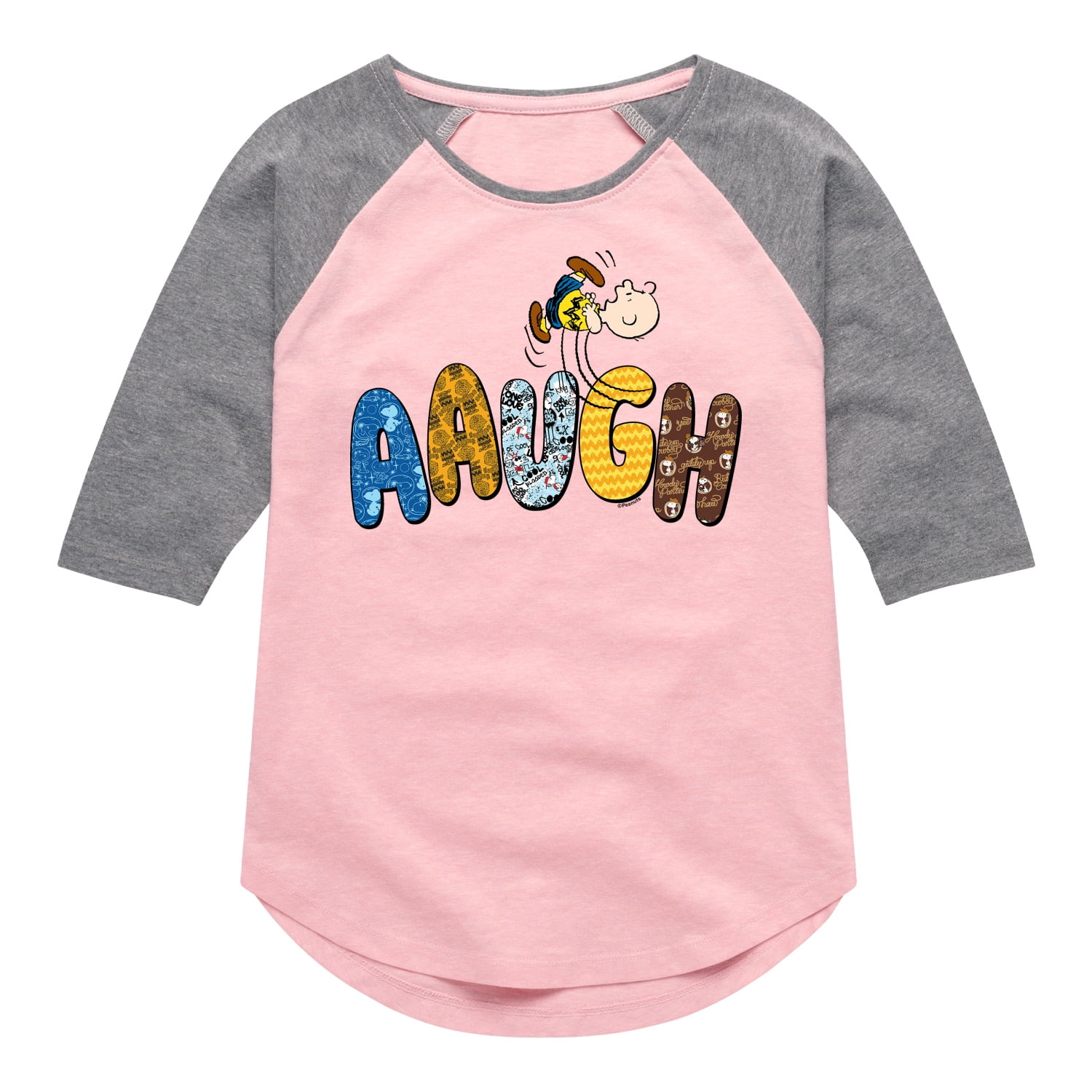Peanuts - Aaugh Pattern Charlie Brown - Toddler And Youth Girls Raglan ...