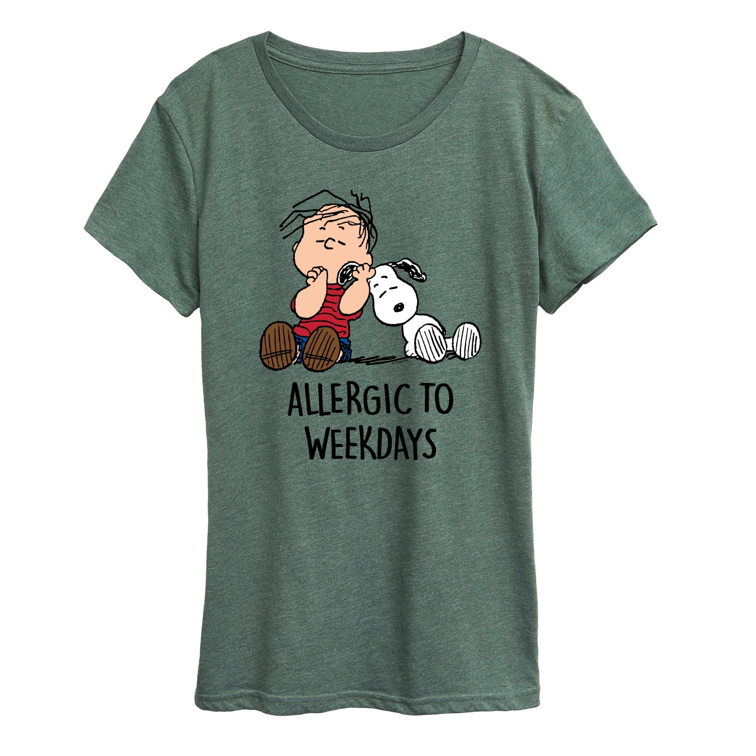 Peanuts - Allergic To Weekdays Snoopy and Linus - Women's Short Sleeve ...