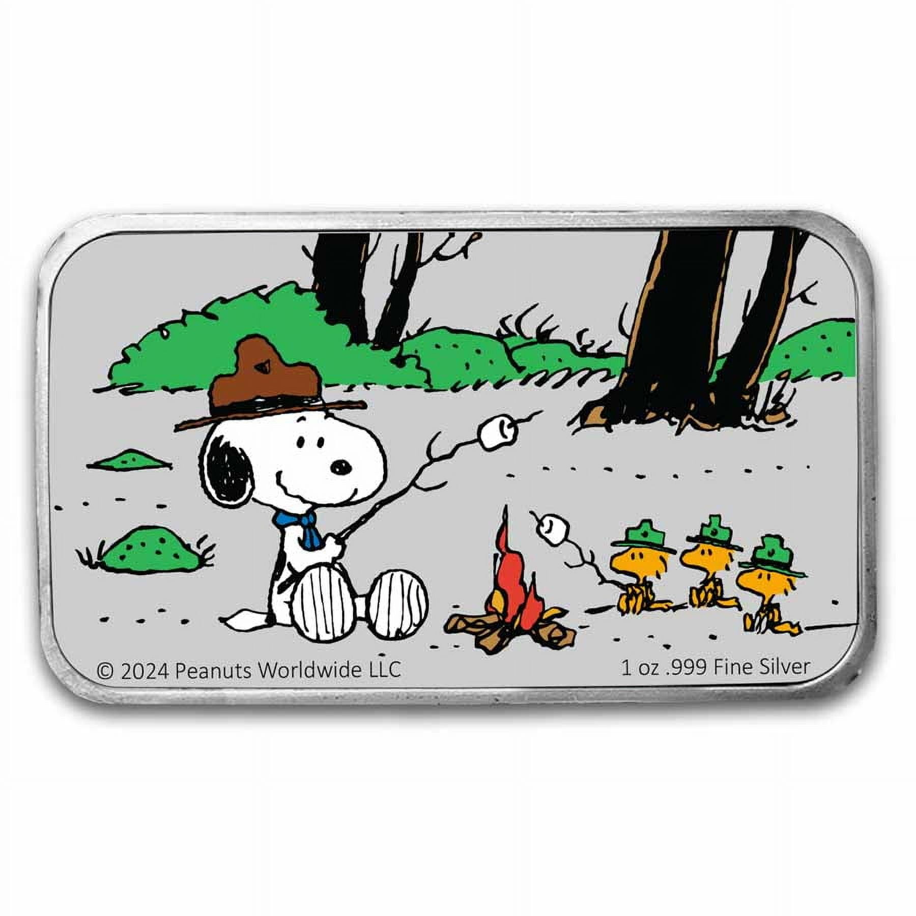 Peanuts® Beagle Scout Camping Adventure 1 oz Colorized Silver Bar ...