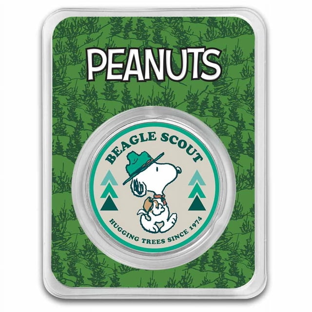 Peanuts® Beagle Scout Patch - Hugging Trees 1 oz Colorized Silver ...