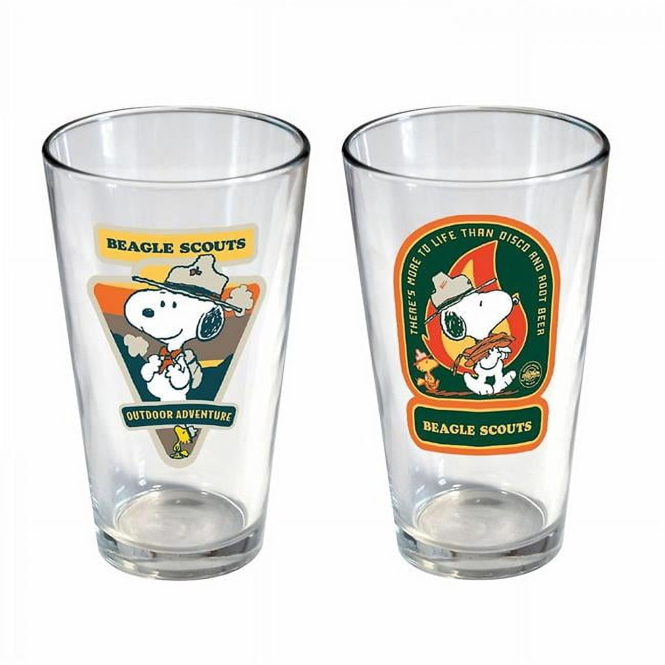 Peanuts 875261 16 oz Beagle Scouts Decals Pint Glass, Clear - Pack of 2 ...