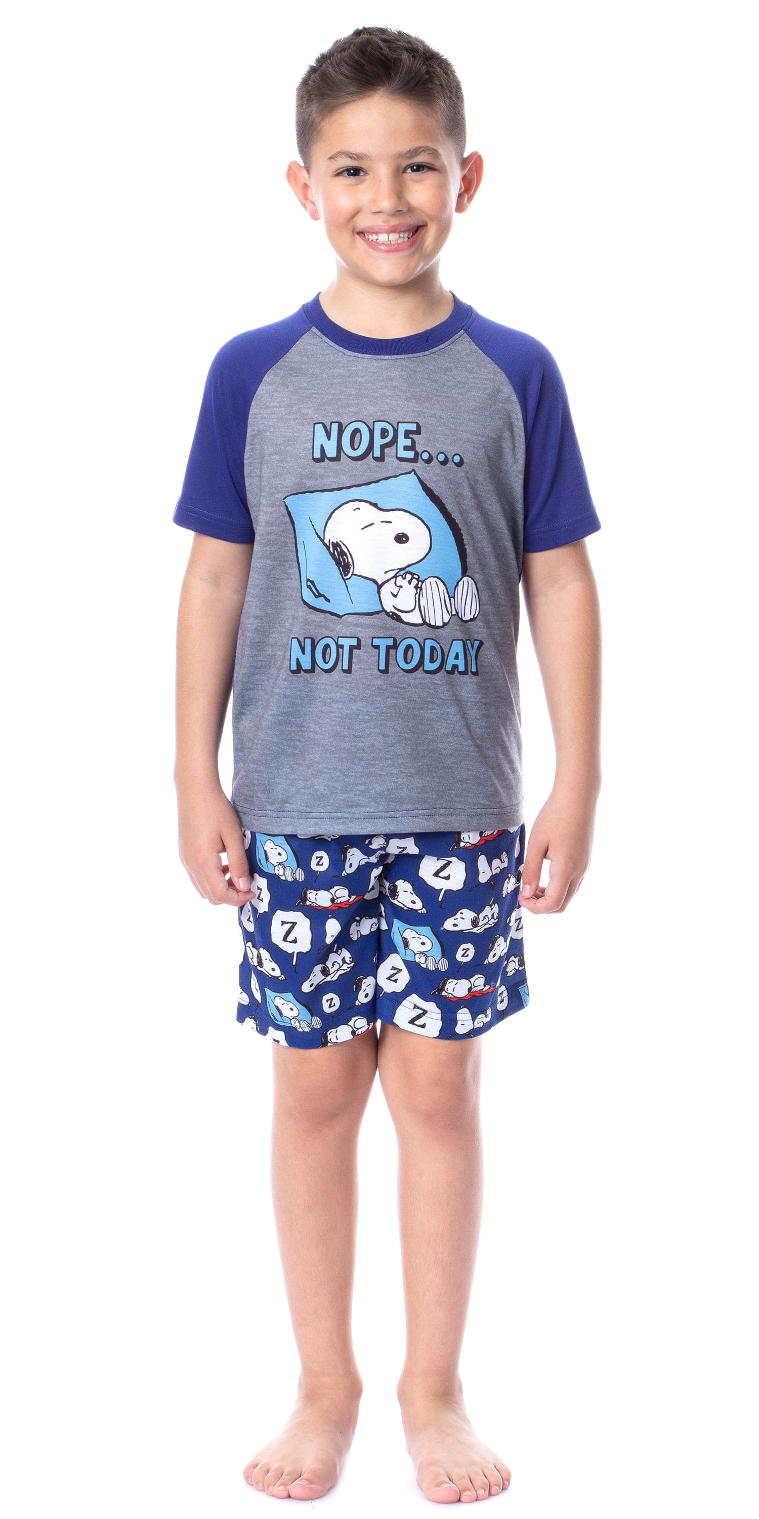 Peanuts Boy's Snoopy Nope Not Today Sleep Pajama Set Short Crewneck ...