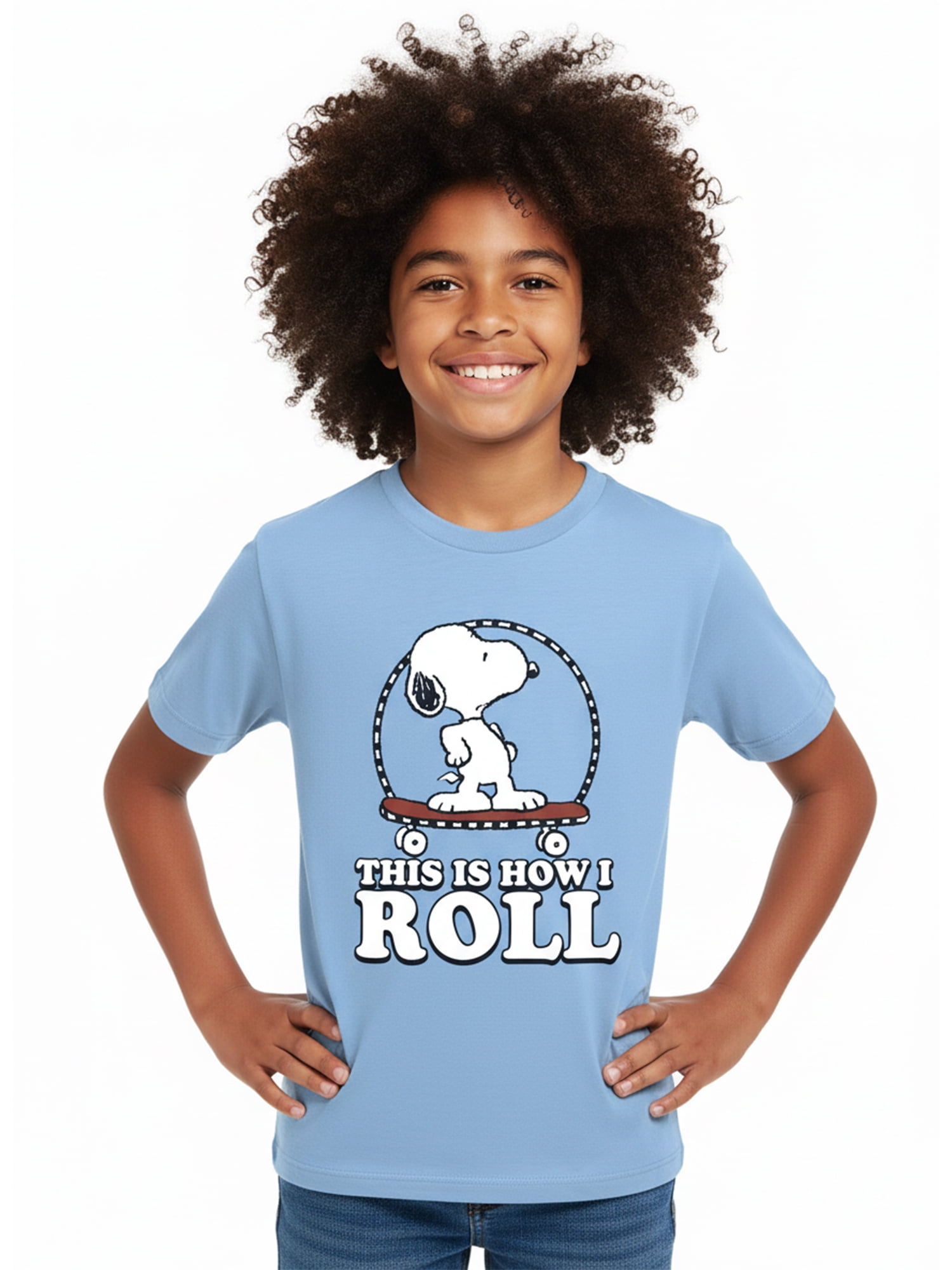 Peanuts, Boys' & Big Boys' Graphic T-Shirt, Snoopy Roll, Sizes 4-18 ...