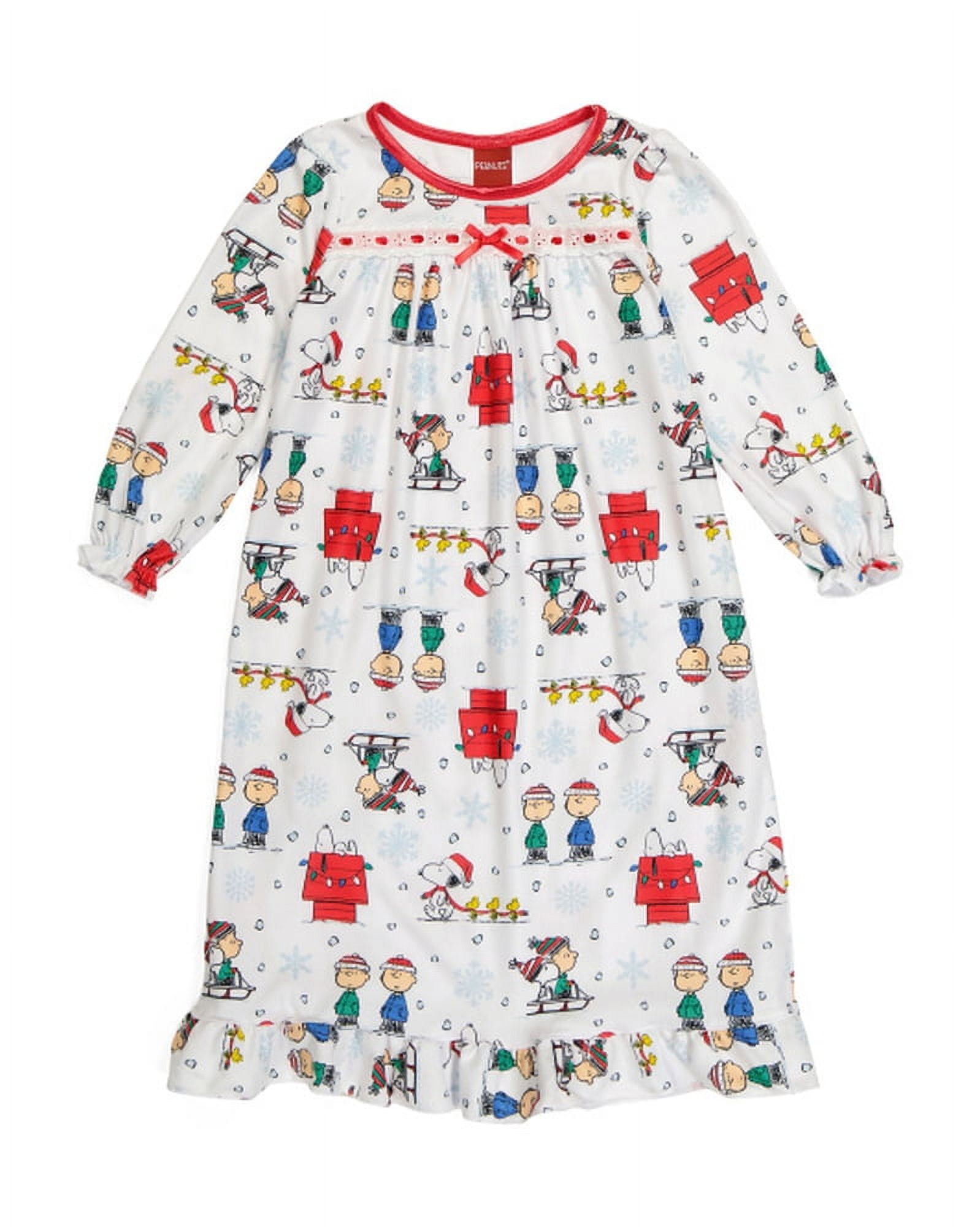Peanuts Boys Girls Flannel Winter Christmas Nightgown Size 4, Sledding ...