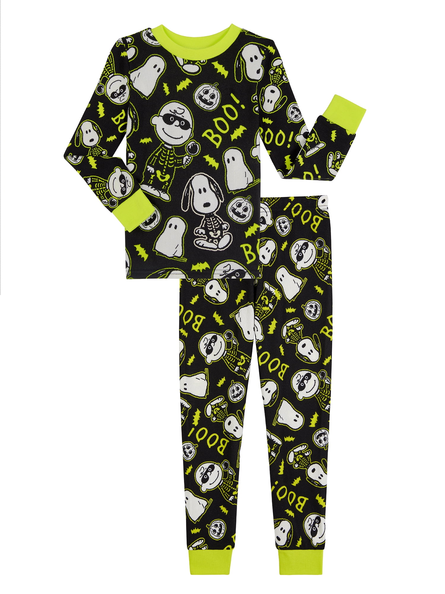 Peanuts Boys Halloween Snug Fit Long Sleeve Top and Sleep Pants Pajama ...