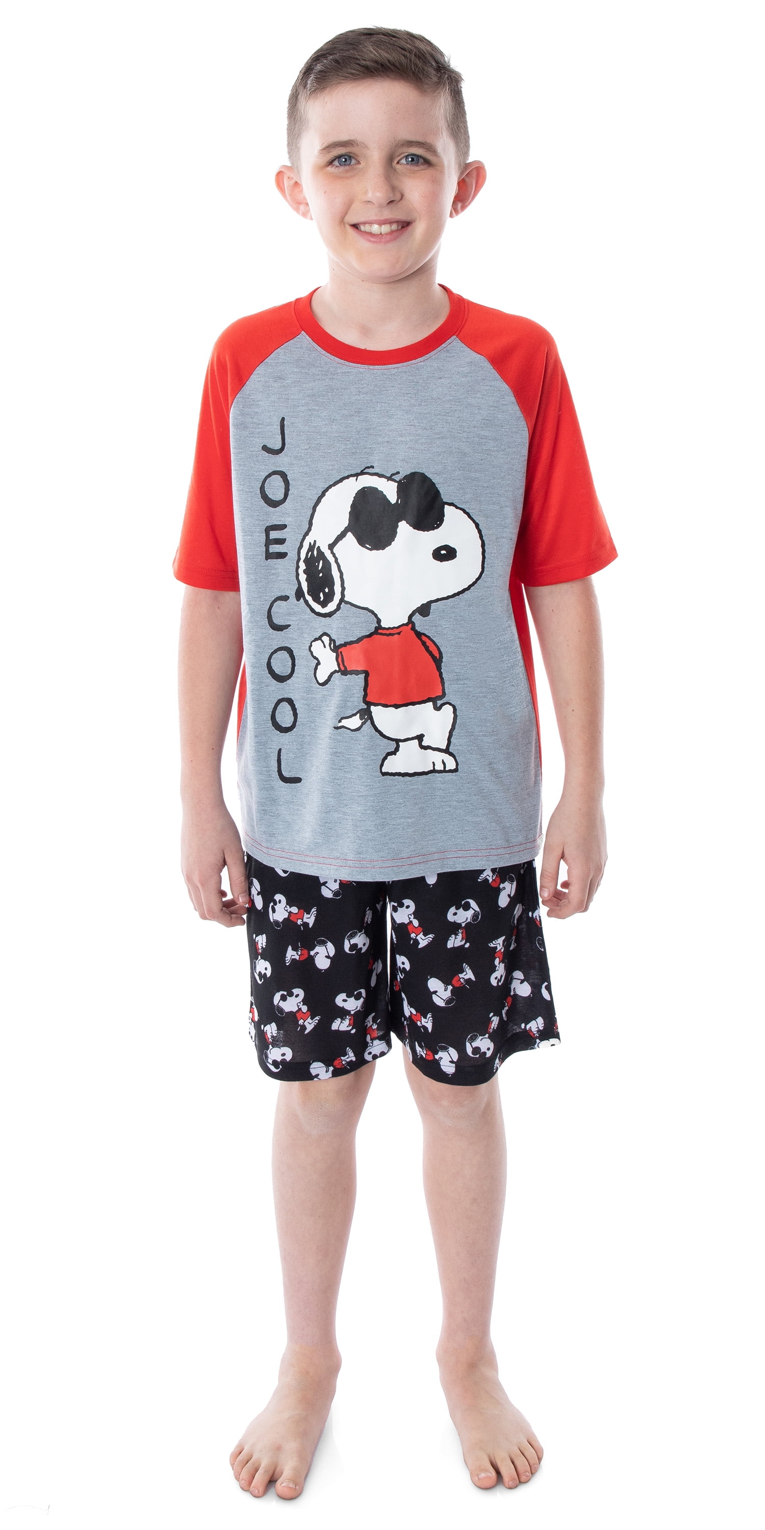 Peanuts Boys' Joe Cool Snoopy Pajamas Shirt And Shorts Sleepwear Set ...